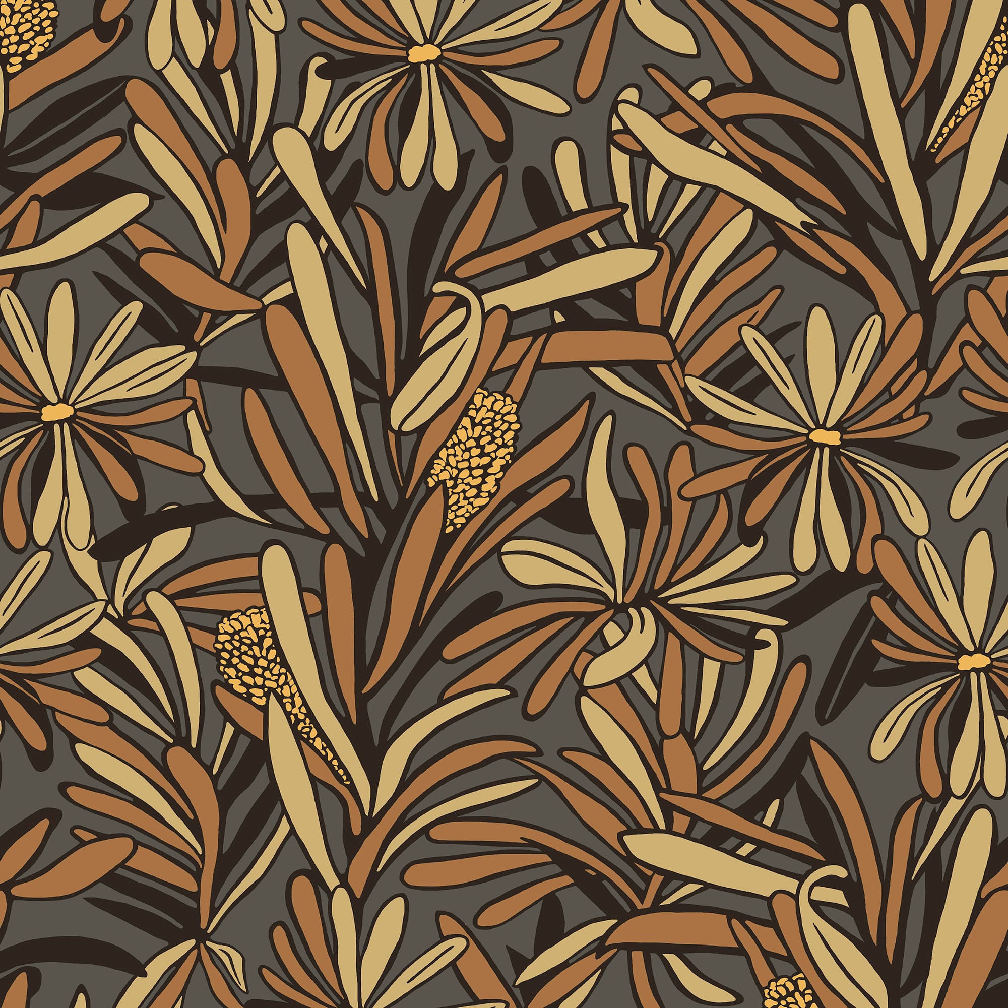 Veer Decor Fandango Bloom Camel and Black Wallpaper in the Wallpaper ...