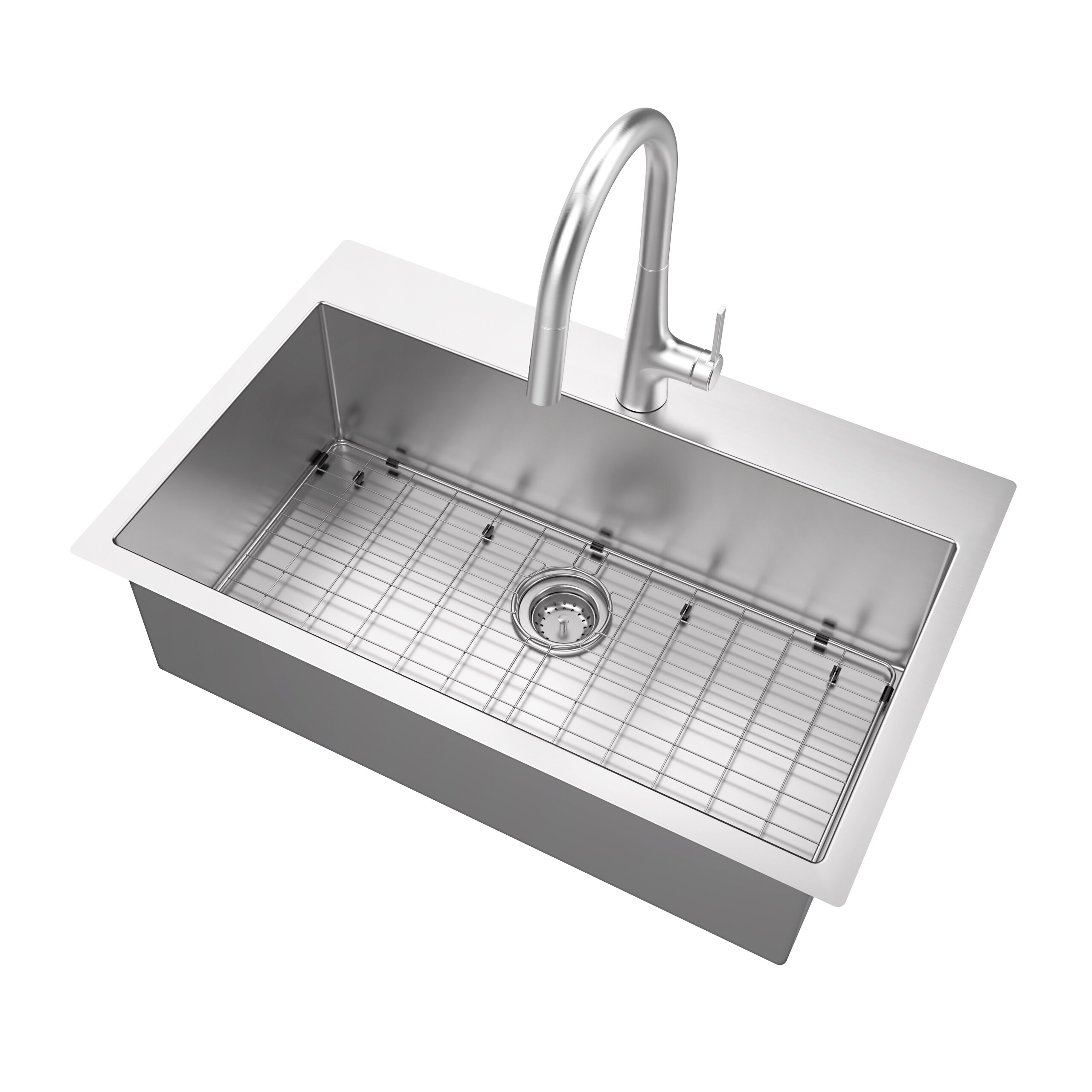 allen + roth Alden Drop-in or undermount 33-in x 22-in Stainless steel ...