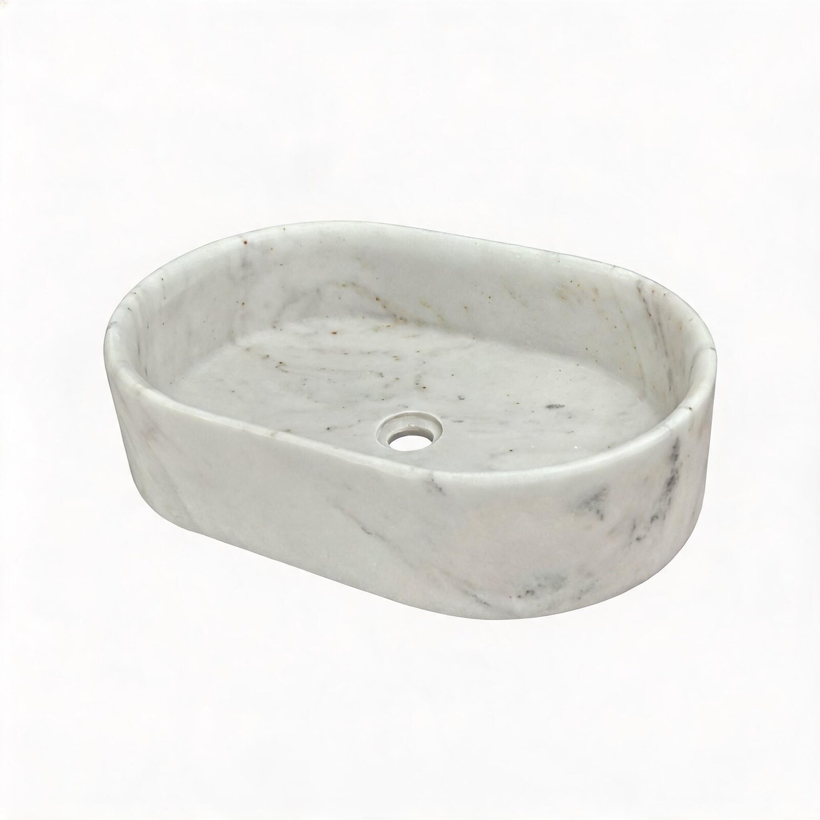LIVACA 24 inch x 16 inch x 6 inch White Natural Marble Bathroom Vessel ...