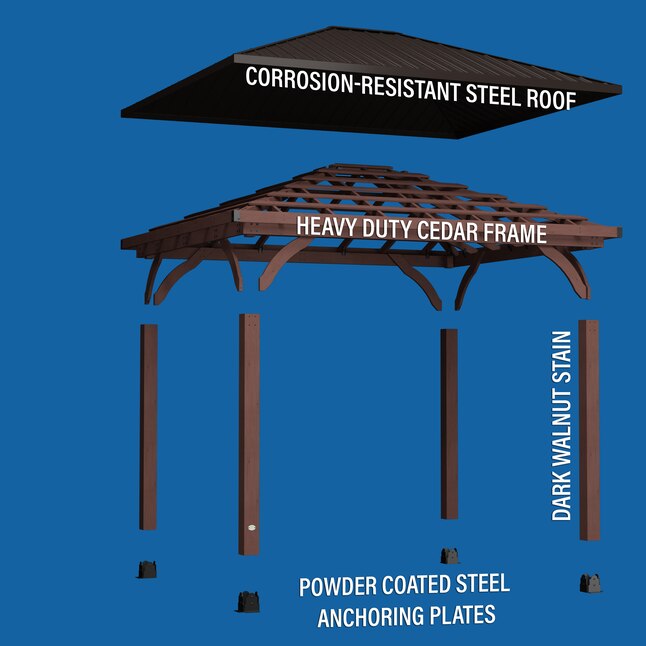 Backyard Discovery 14-ft x 10-ft Barrington Brown Wood Rectangle Gazebo ... Backyard Discovery 14-ft x 10-ft Barrington Brown Wood Rectangle Gazebo ...