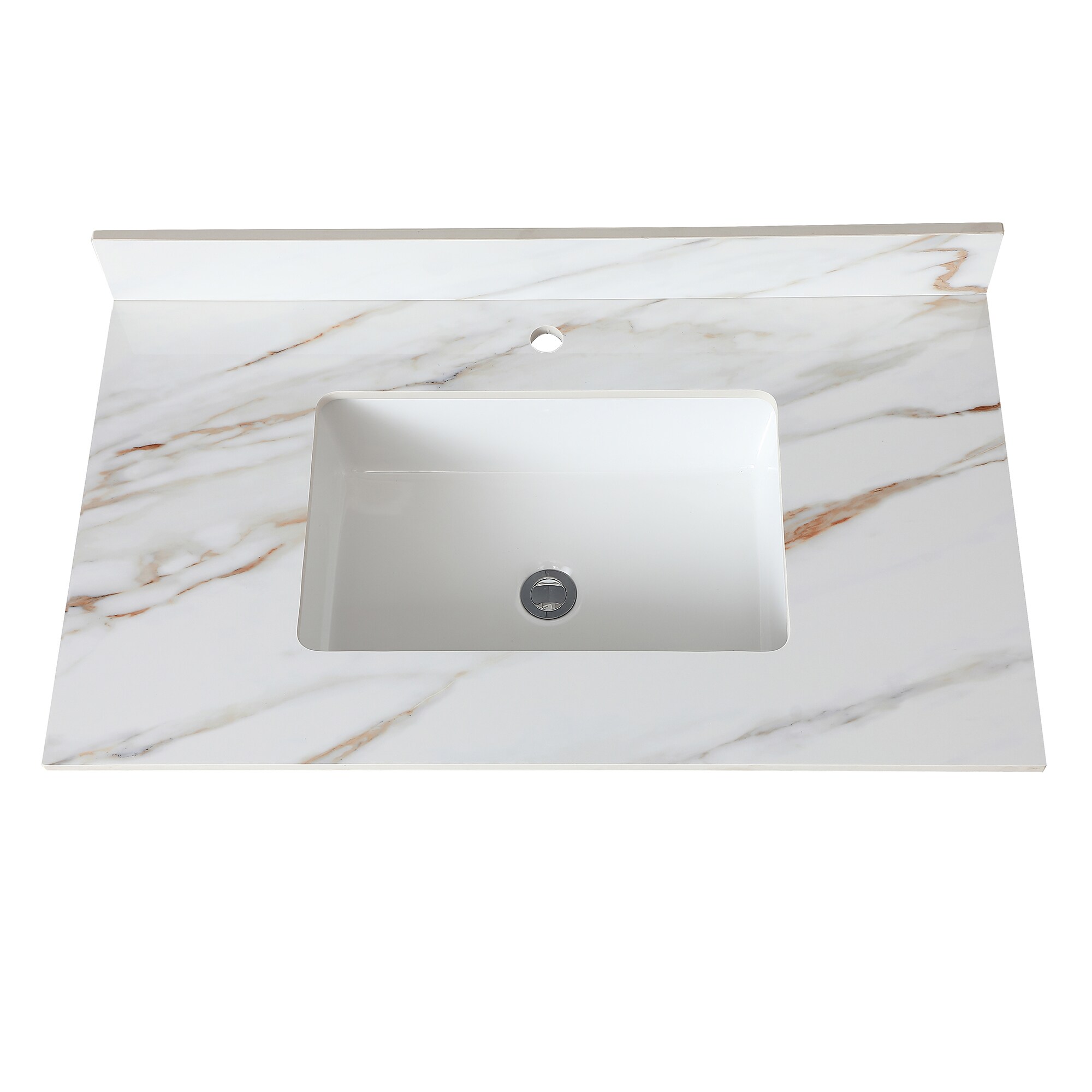 LOVMOR 37-in Carrara White Vanity Top with 4-in Backsplash Eco-Friendly ...