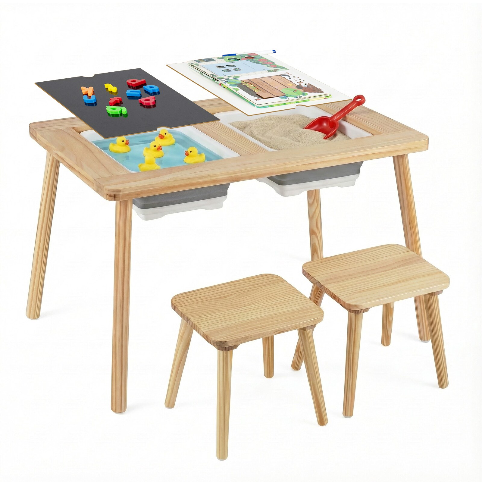 Slickblue Kids Multi Activity Table with 2 Stools Chalkboard Whiteboard ...