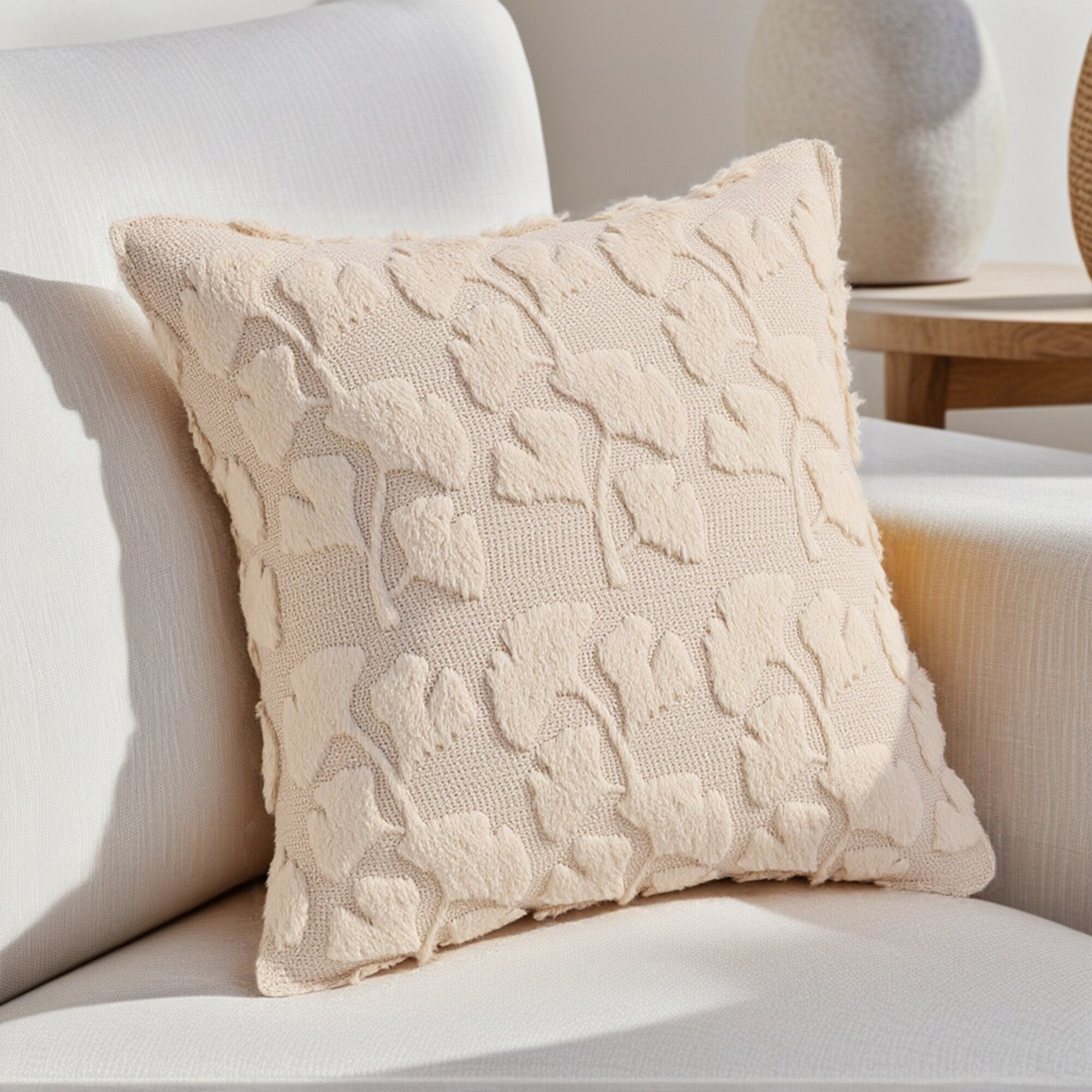 Unique Bargains 1pc Plush Pillow Case Ginkgo Leaf Embroidery Fluffy ...