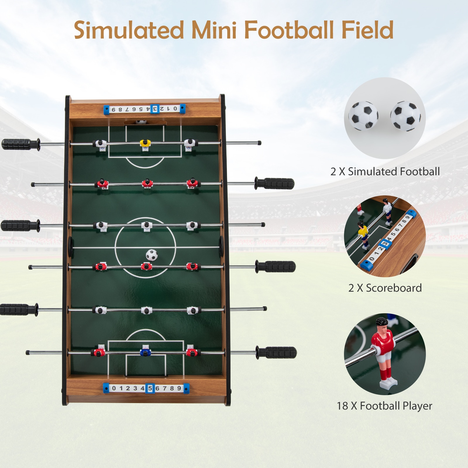 Slickblue 27-in Tabletop Foosball Table with Scoreboards for Kids and ...