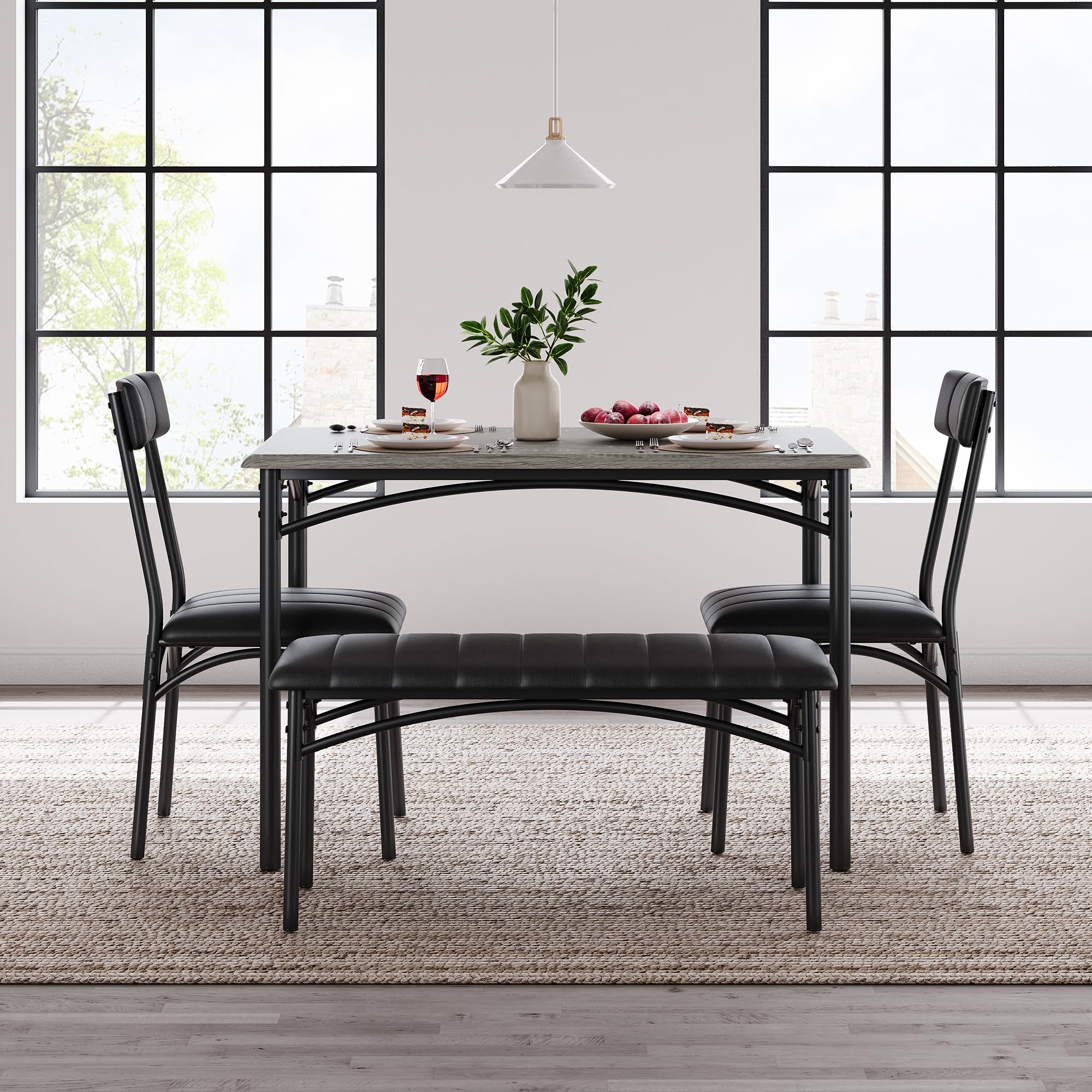 Garvee Dining Table Set for 4 Kitchen Table with Upholstered Bench and ...