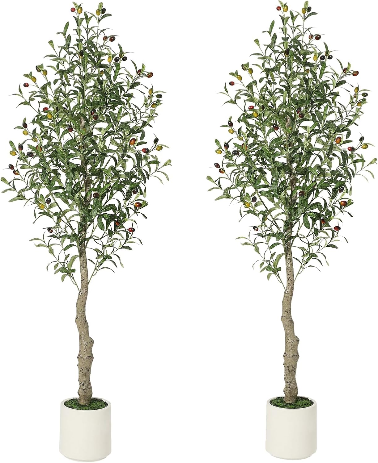 Der Rose 5FT Tall Faux Olive Tree with White Tall Planter Olive Trees ...