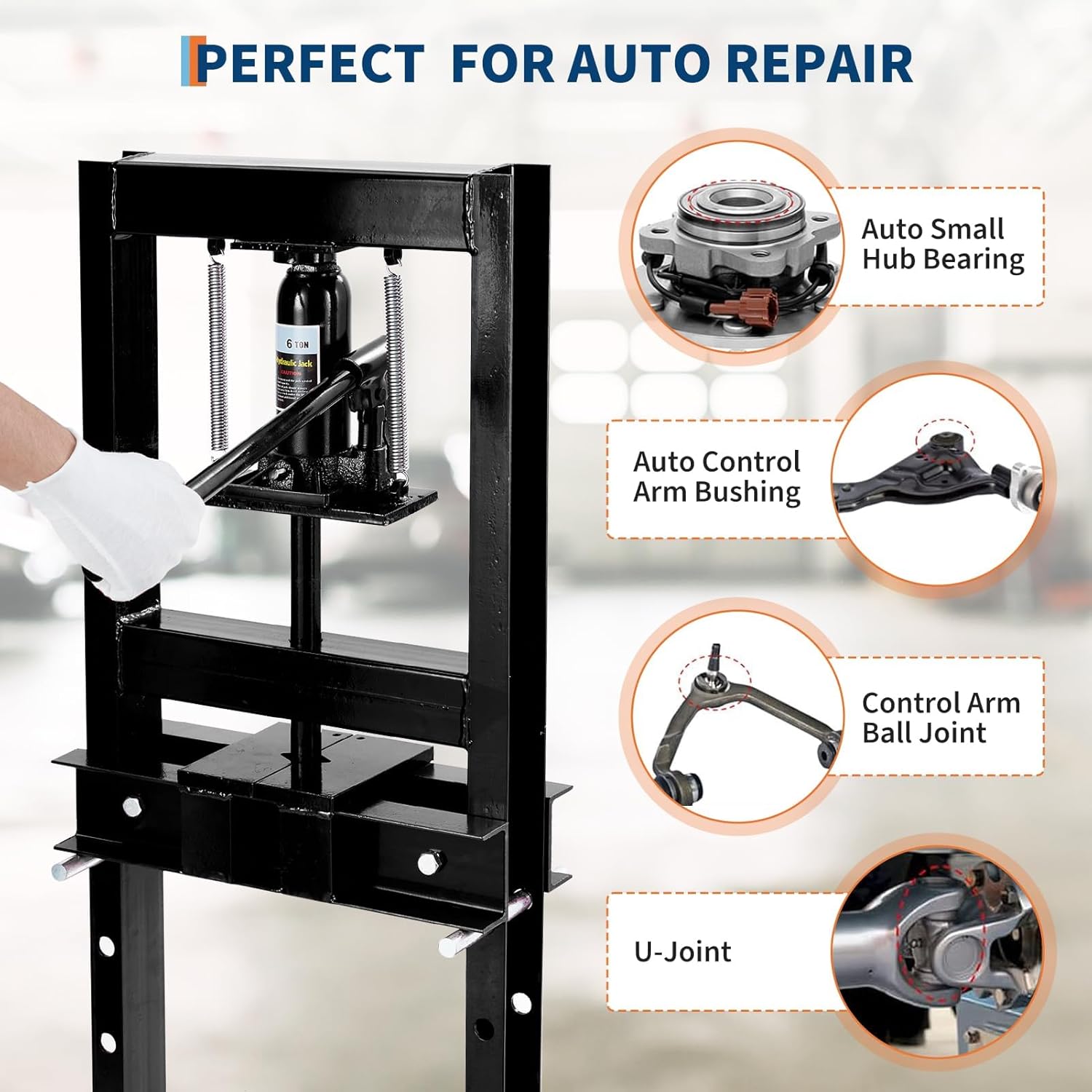 GAOMON 6-Ton Hydraulic Shop Press Heavy Duty H-Frame Garage Floor Press ...