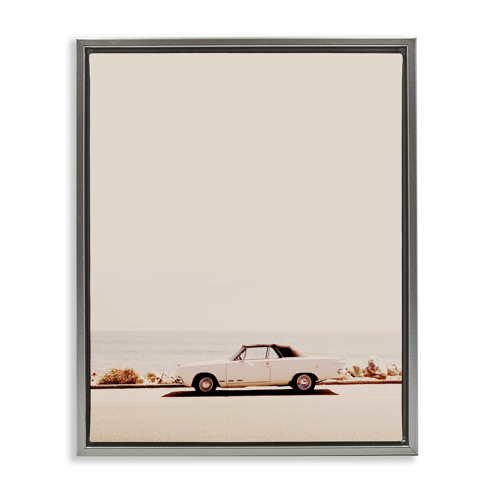 Stupell Industries California Dreaming Antique Car Gray Framed Floater ...