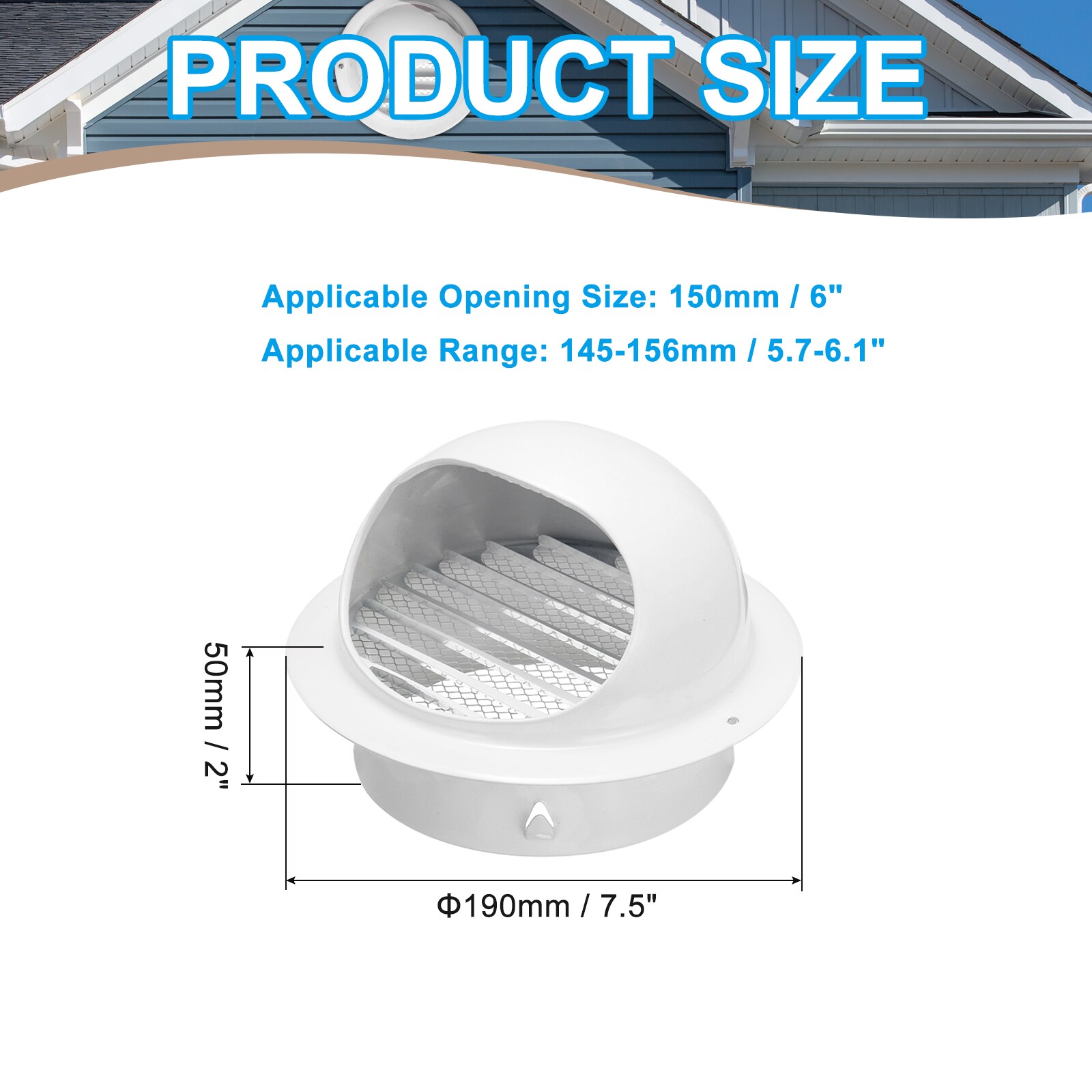PATIKIL 6-Inch Vent Round Cover Stainless Steel Exterior Wall Air Vent ...