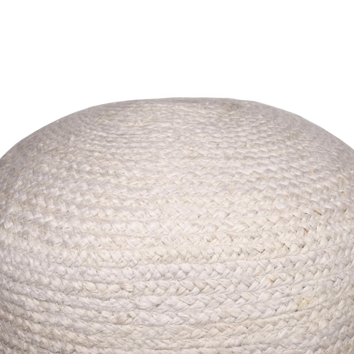 HomeRoots Modern White, Navy Blue Jute Pouf Ottoman in the Ottomans ...