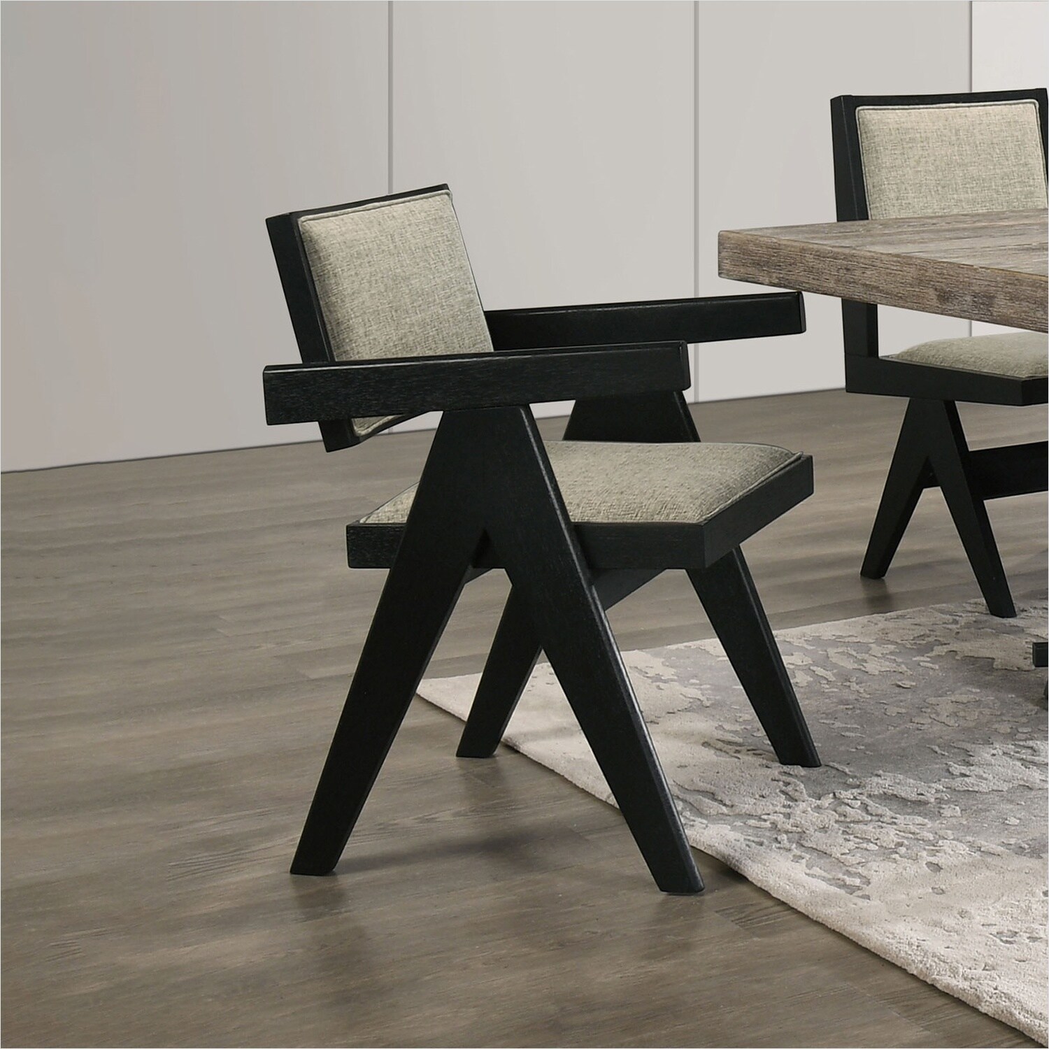 Watnature Contemporary Dining Arm Chairs Set of 2 Black Rubberwood ...