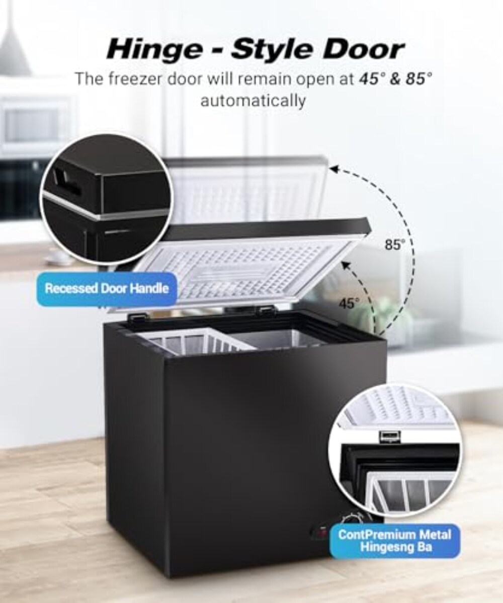 Delamu 5.0 Cu.Ft Mini Chest Freezer 2 Removable Baskets 6 Level ...