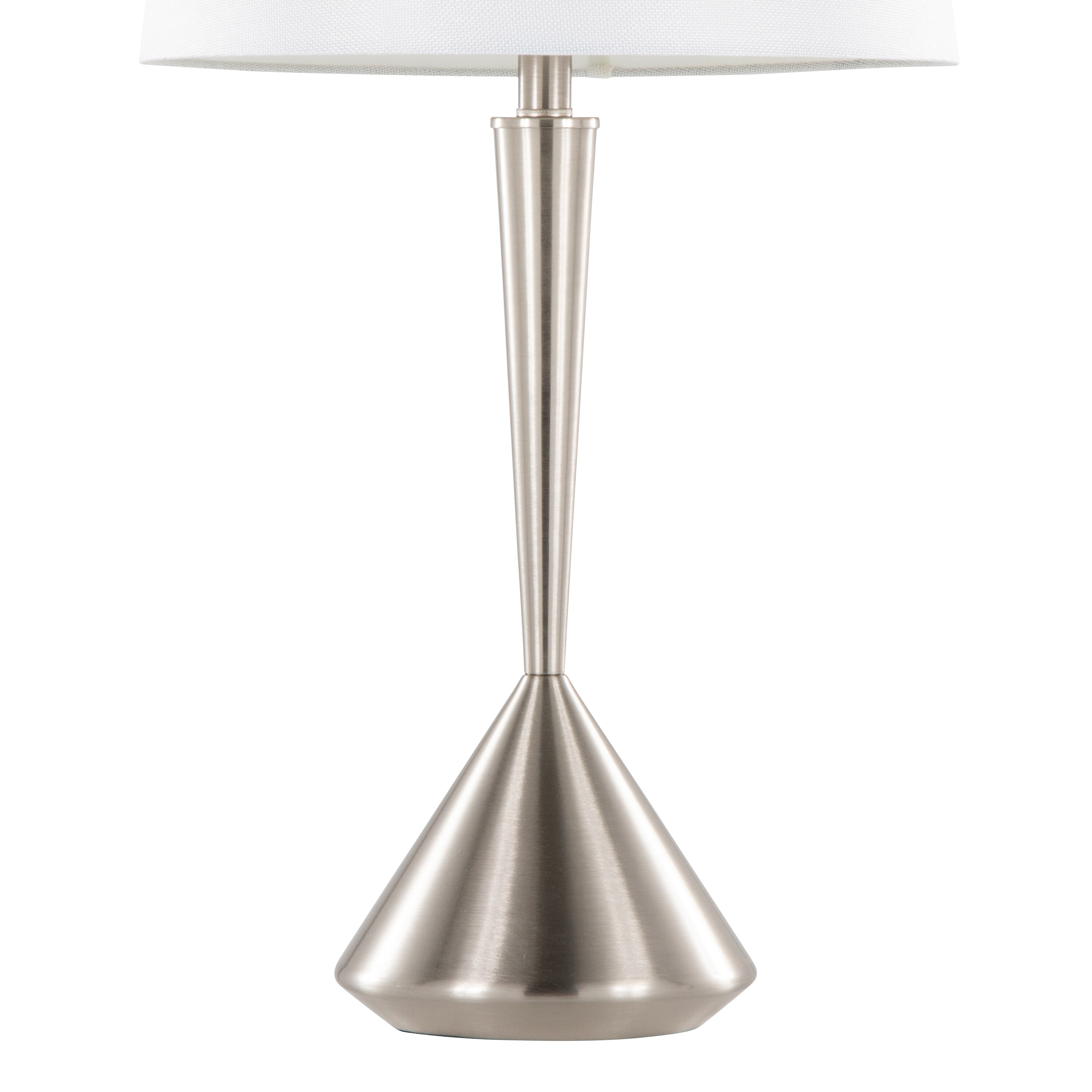 JUSHUA Metal Table Lamp in Brushed Nickel with White Linen Shade - Set ...