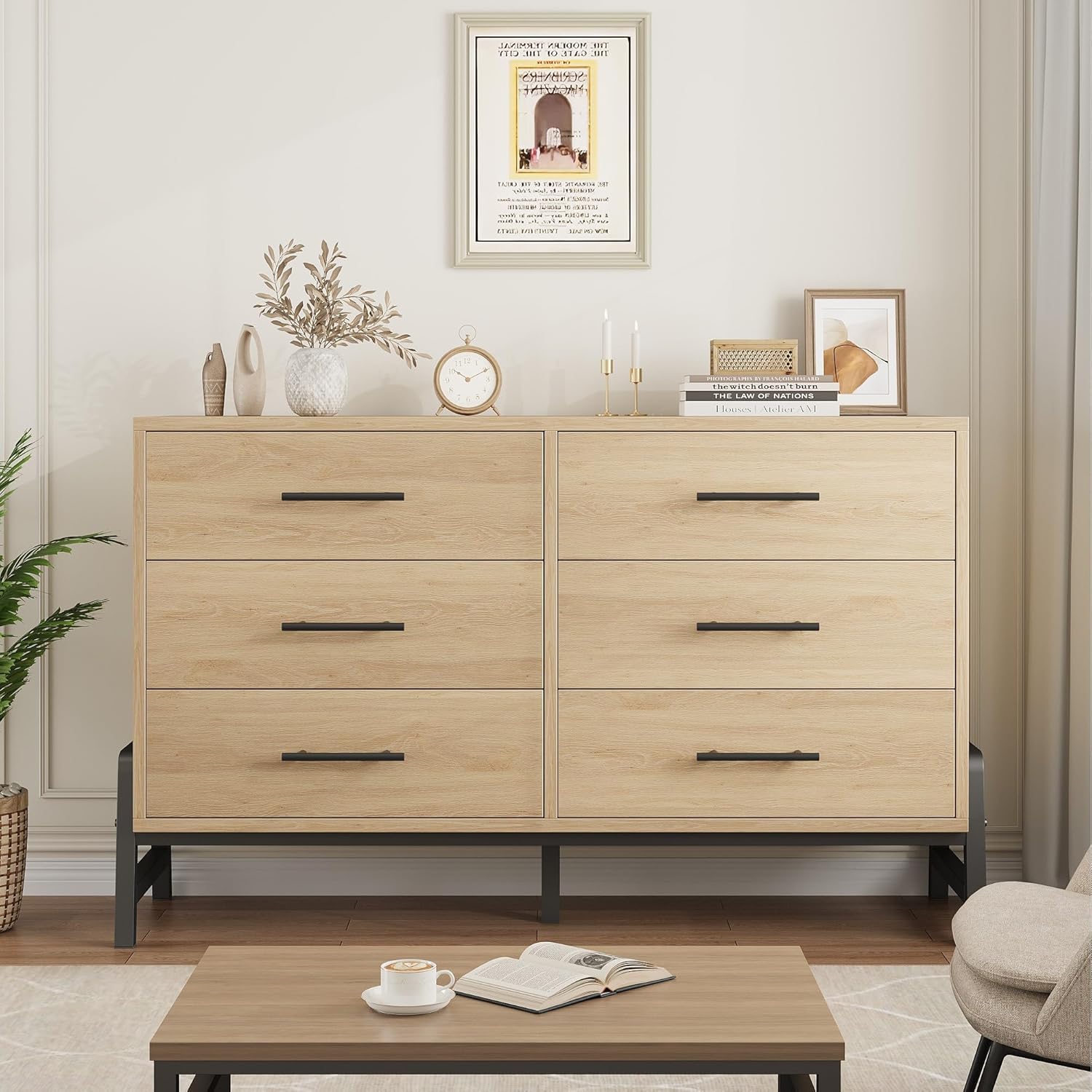 Qeetex 6 Dresser for Bedroom - 52 Inch Wide Drawer with Large Storage ...