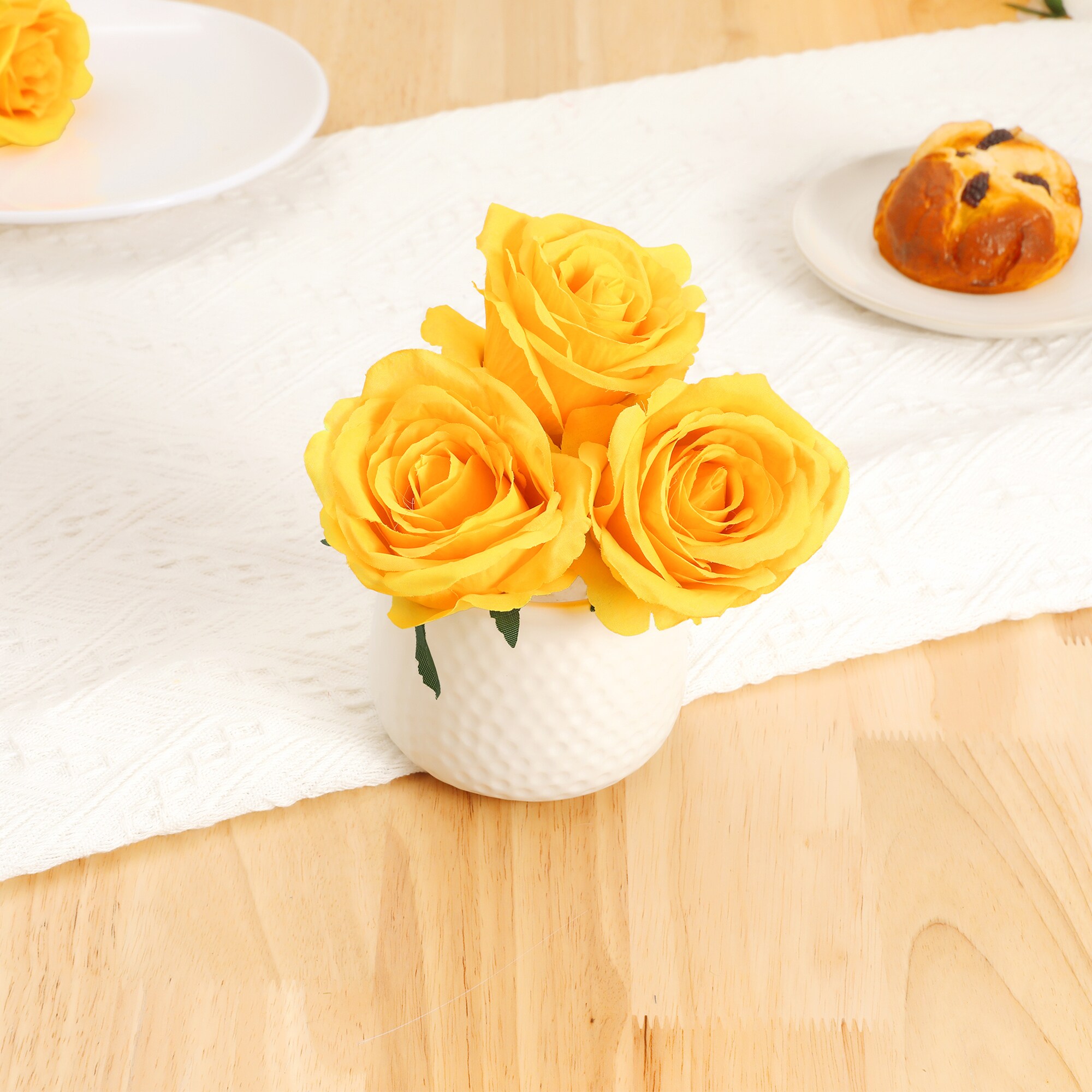 Unique Bargains 25pcs Roses Artificial Flowers Silk Fake Roses Flower ...