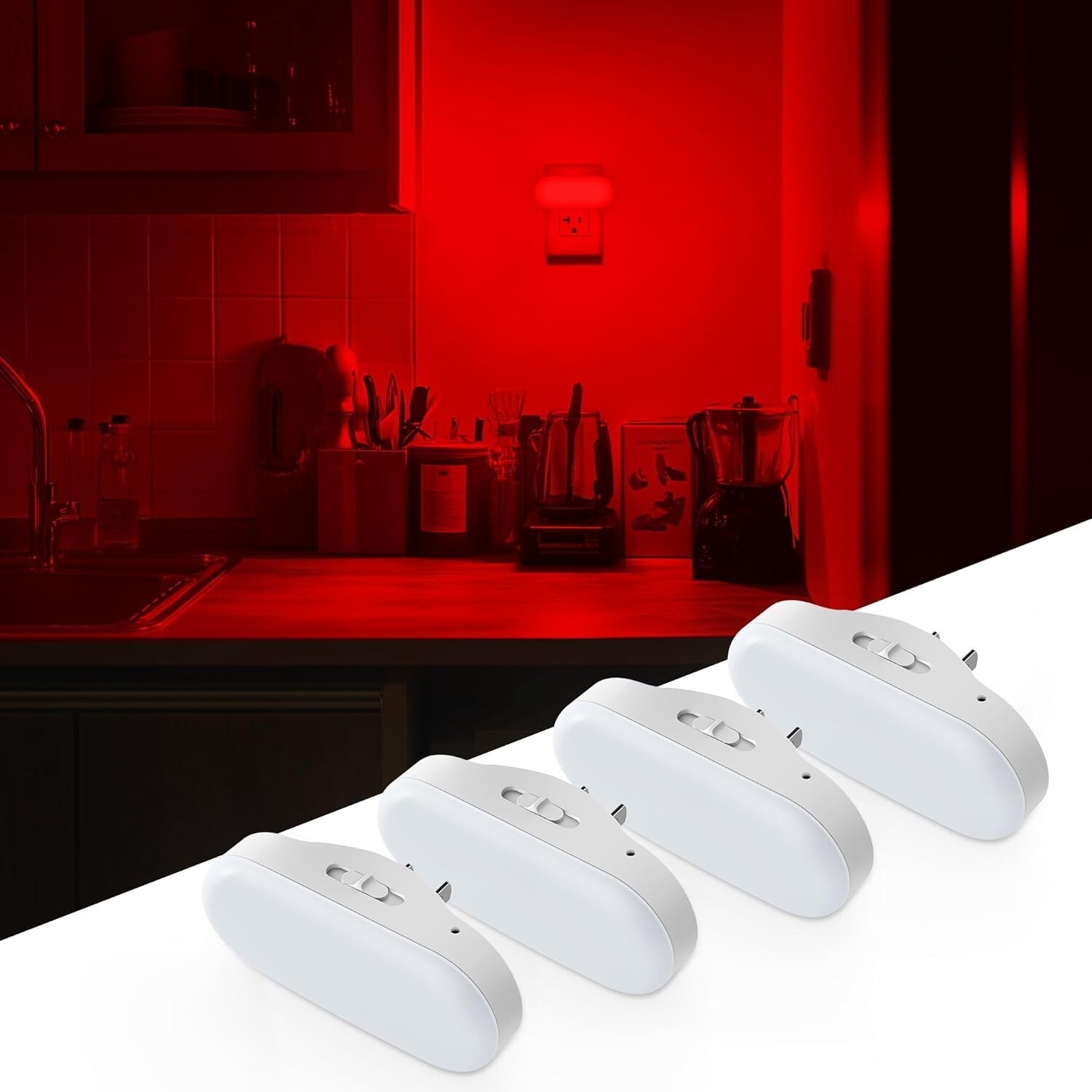 DORESshop Red Night Lights Plug into Wall 4 Pack Dimmable Night Light ...