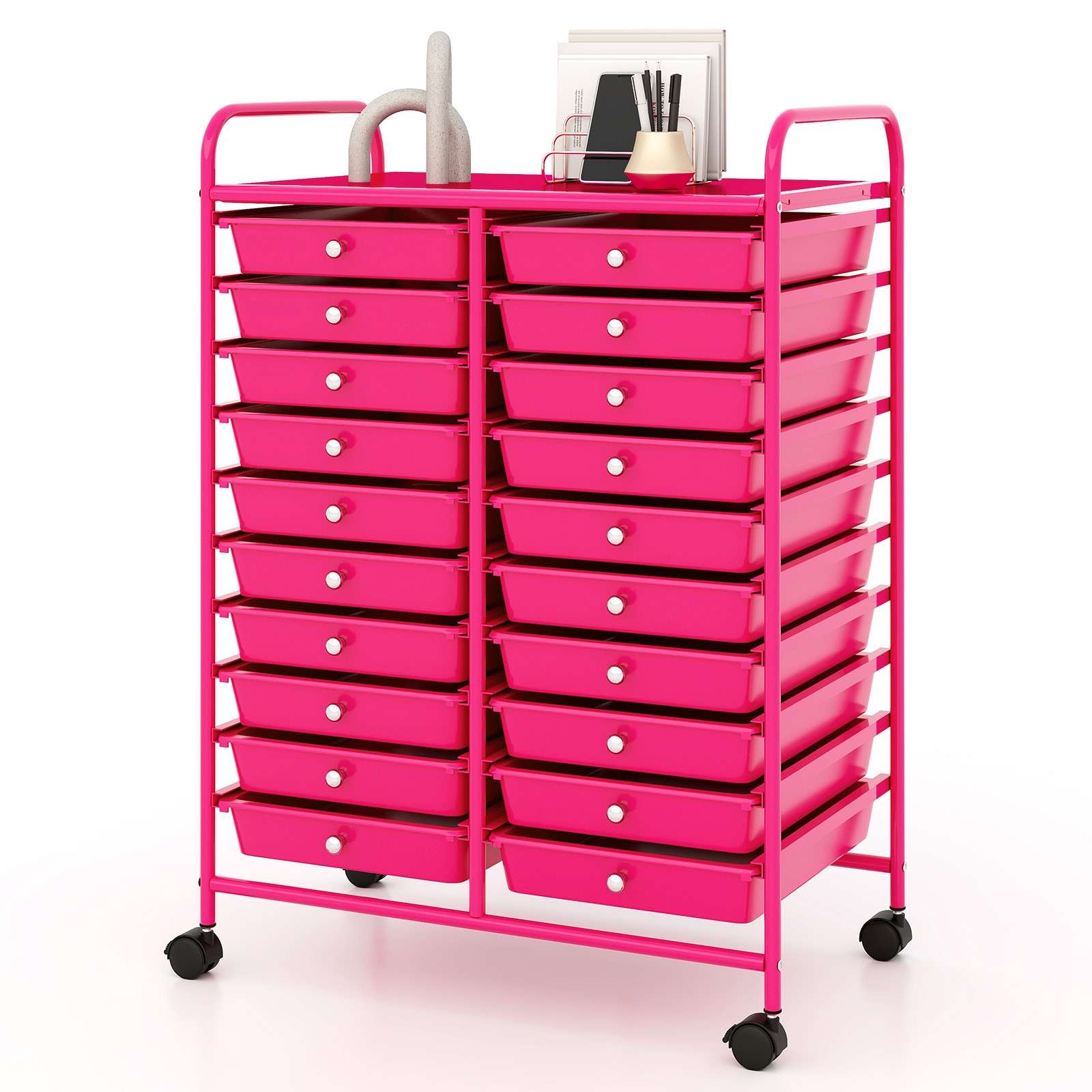 Slickblue Two-Row 10-Story Utility Cart - Plastic Drawers with Locking ...