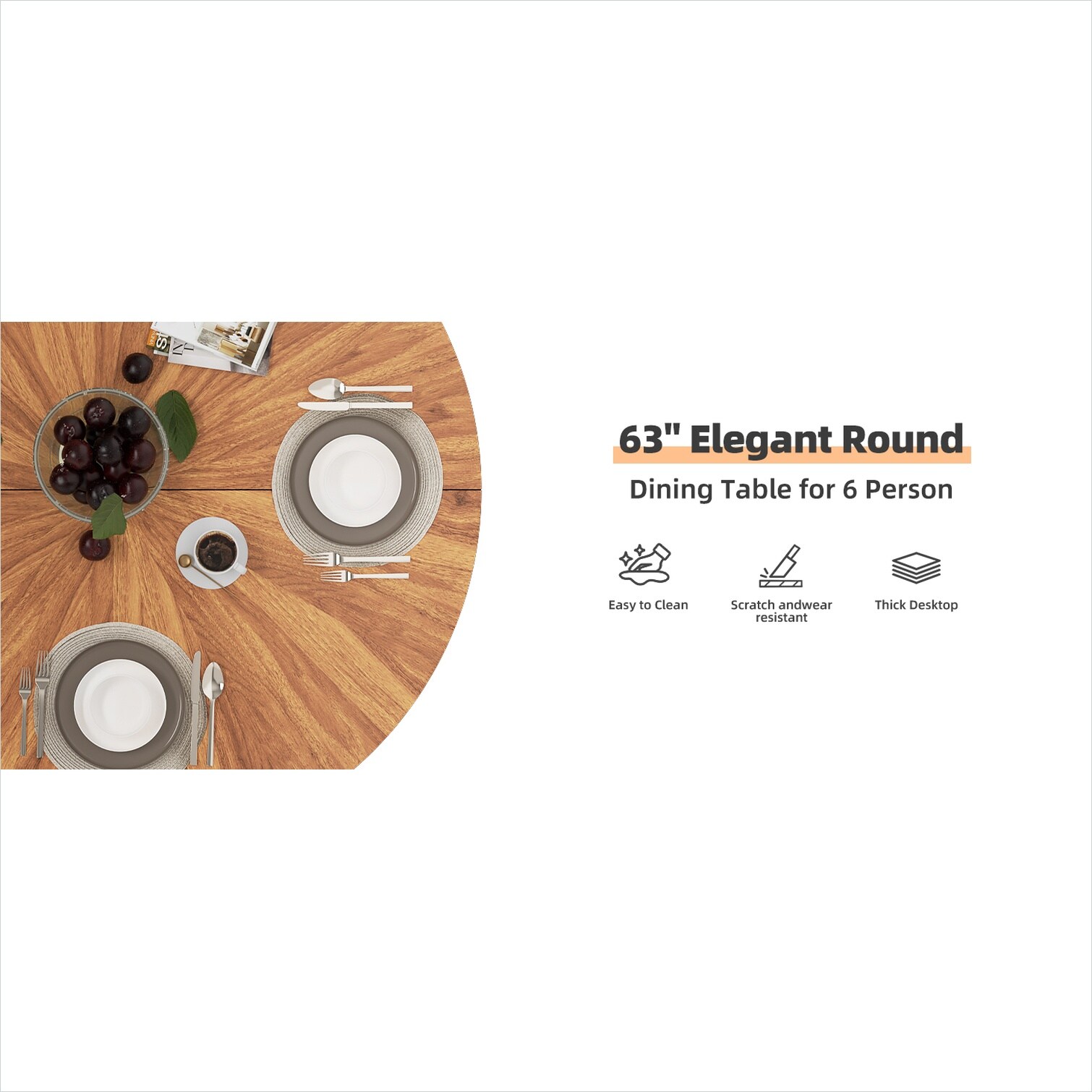 SunJet Rich Dark Walnut Round Extendable Dining Table Seats 4 to 6 Self ...