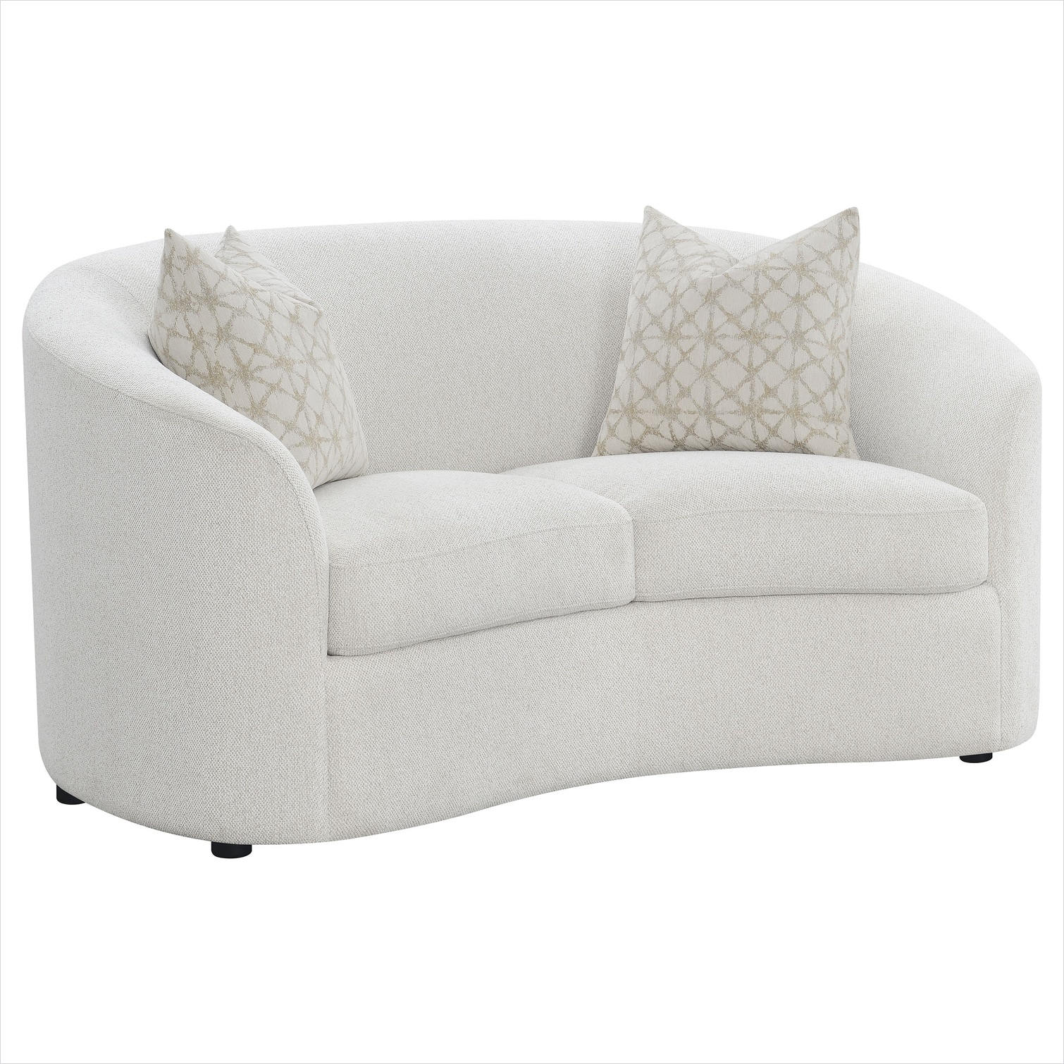 Naturefalls Modern Curved Sofa Set with Sloped Arms Clean White Boucle ...