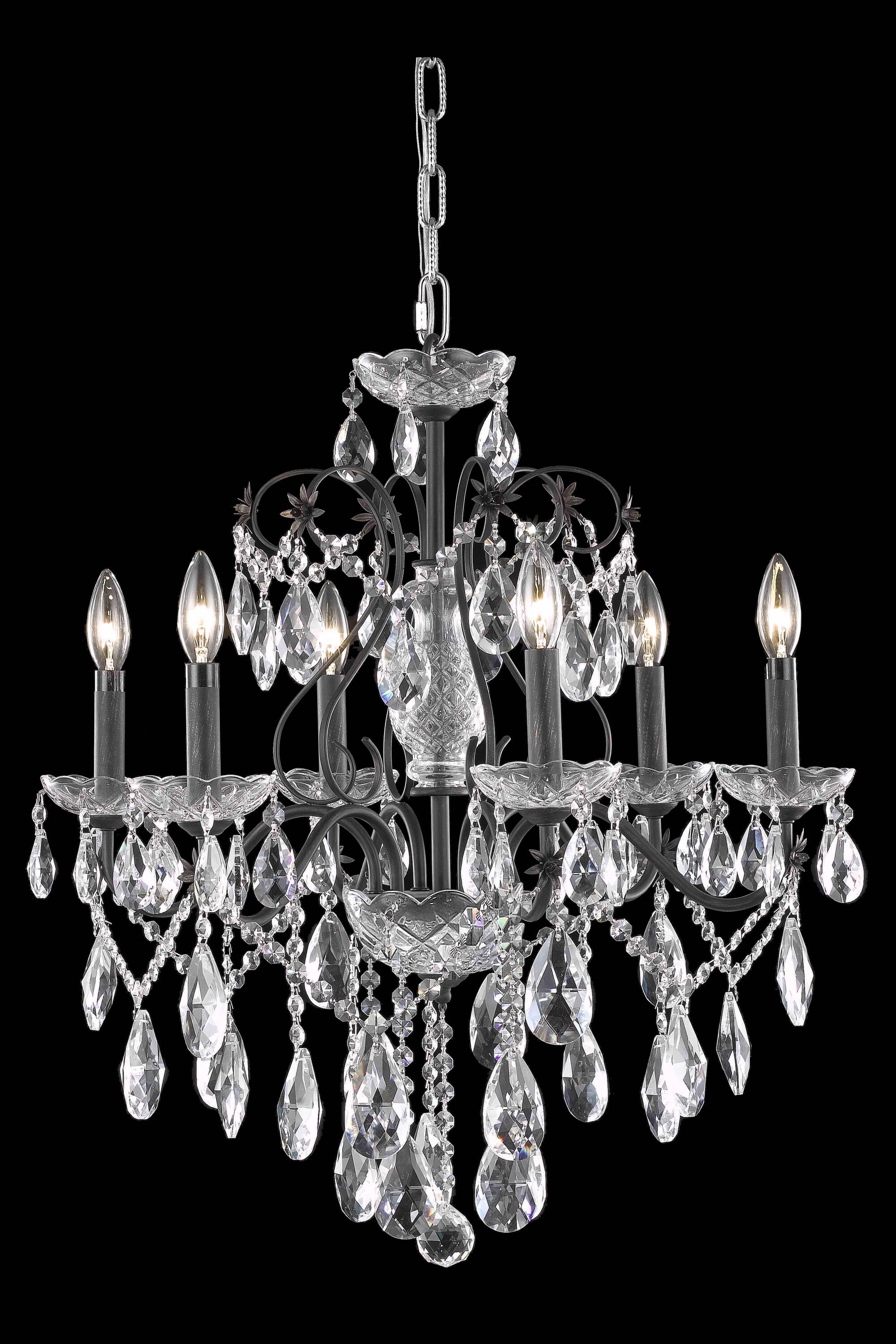 Elegant Decor Home Furnishing 6 -Light Bronze Crystal Steel Chandelier ...