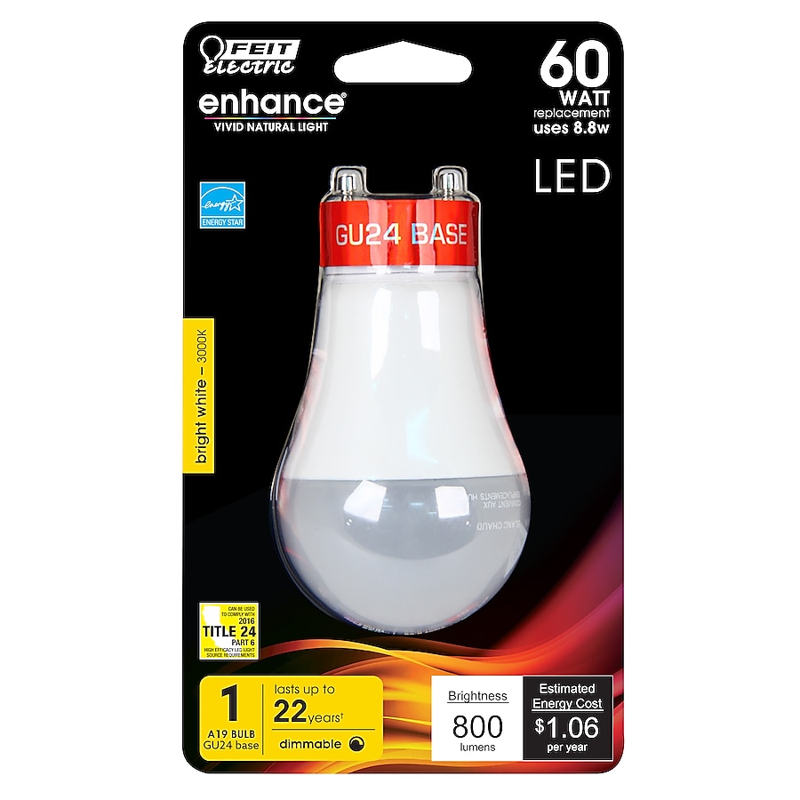 Feit Electric Enhance LED 60-Watt EQ A19 Bright White Gu24 Pin Base ... Feit Electric Enhance LED 60-Watt EQ A19 Bright White Gu24 Pin Base ...