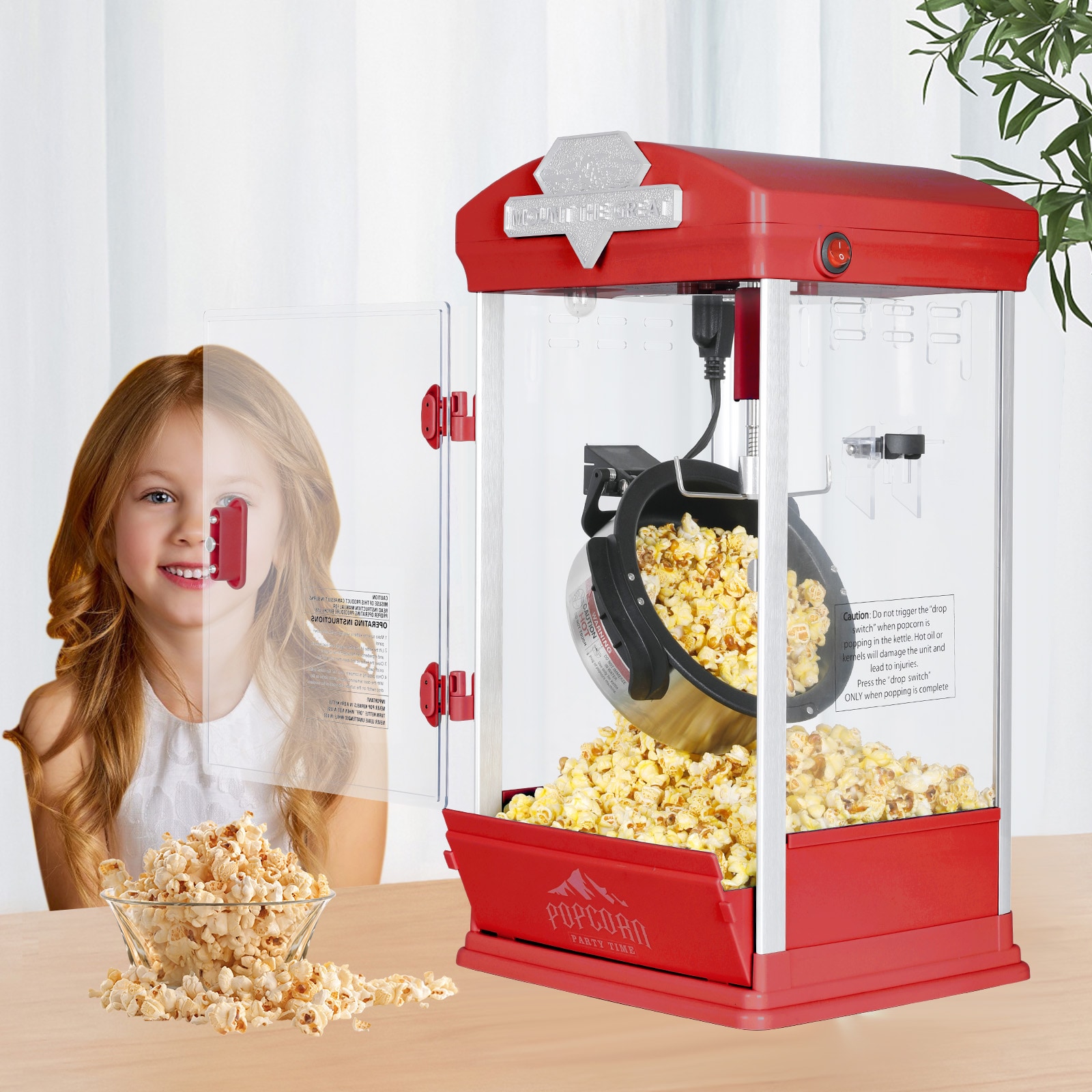 Luupatchy 8 Oz Popcorn Maker Countertop Popcorn Machine with Stainless ...