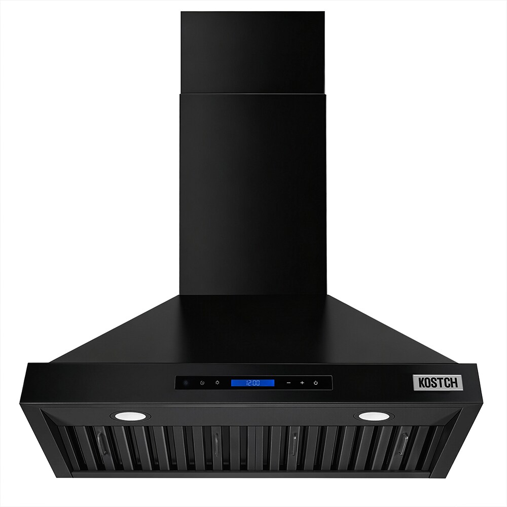 KOSTCH 30 inch Convertible 600-CFM Black Wall-Mounted Range Hood in the ...