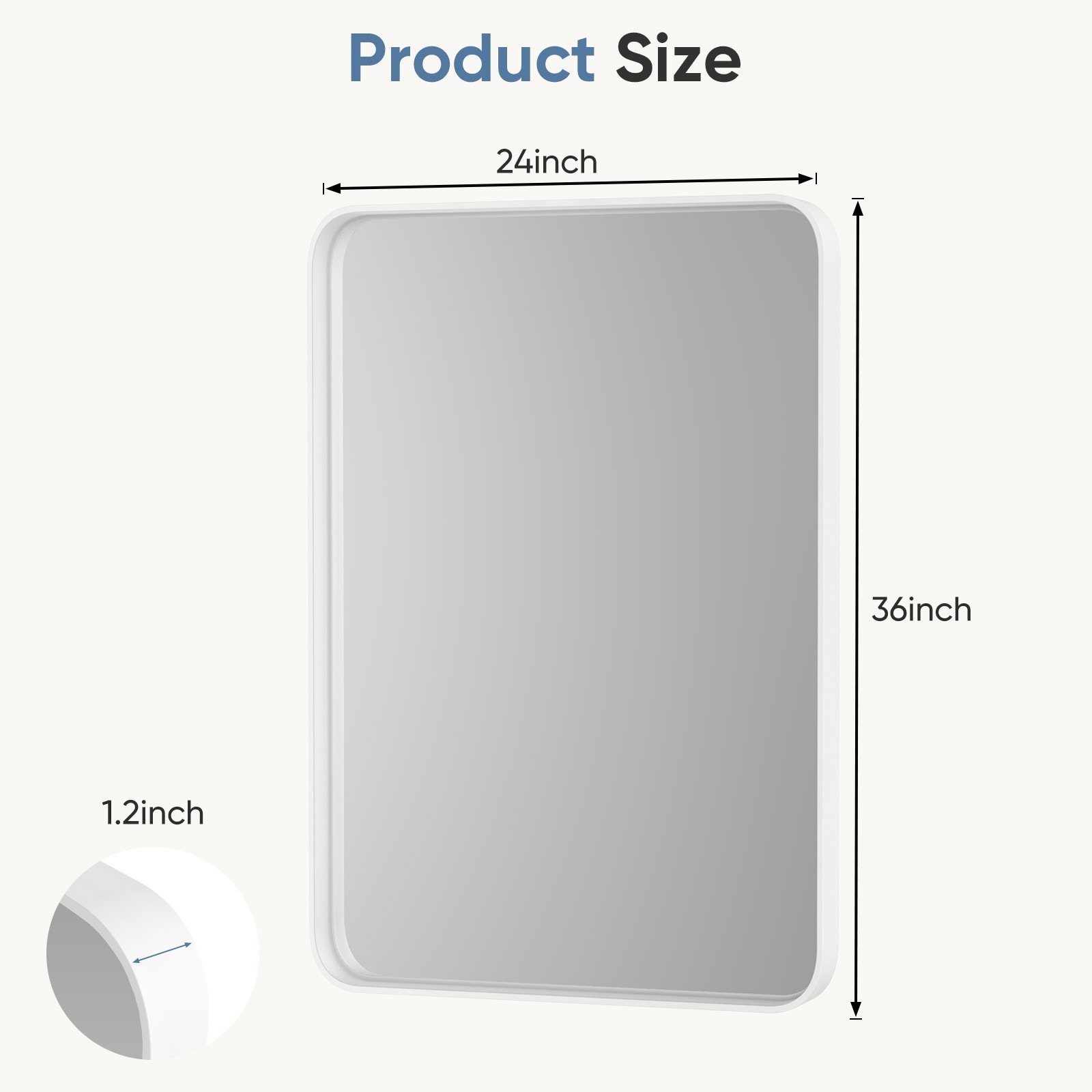 GlasFlength 30x40 Inch White Grain Colored Metal Frame Bathroom Mirror ...