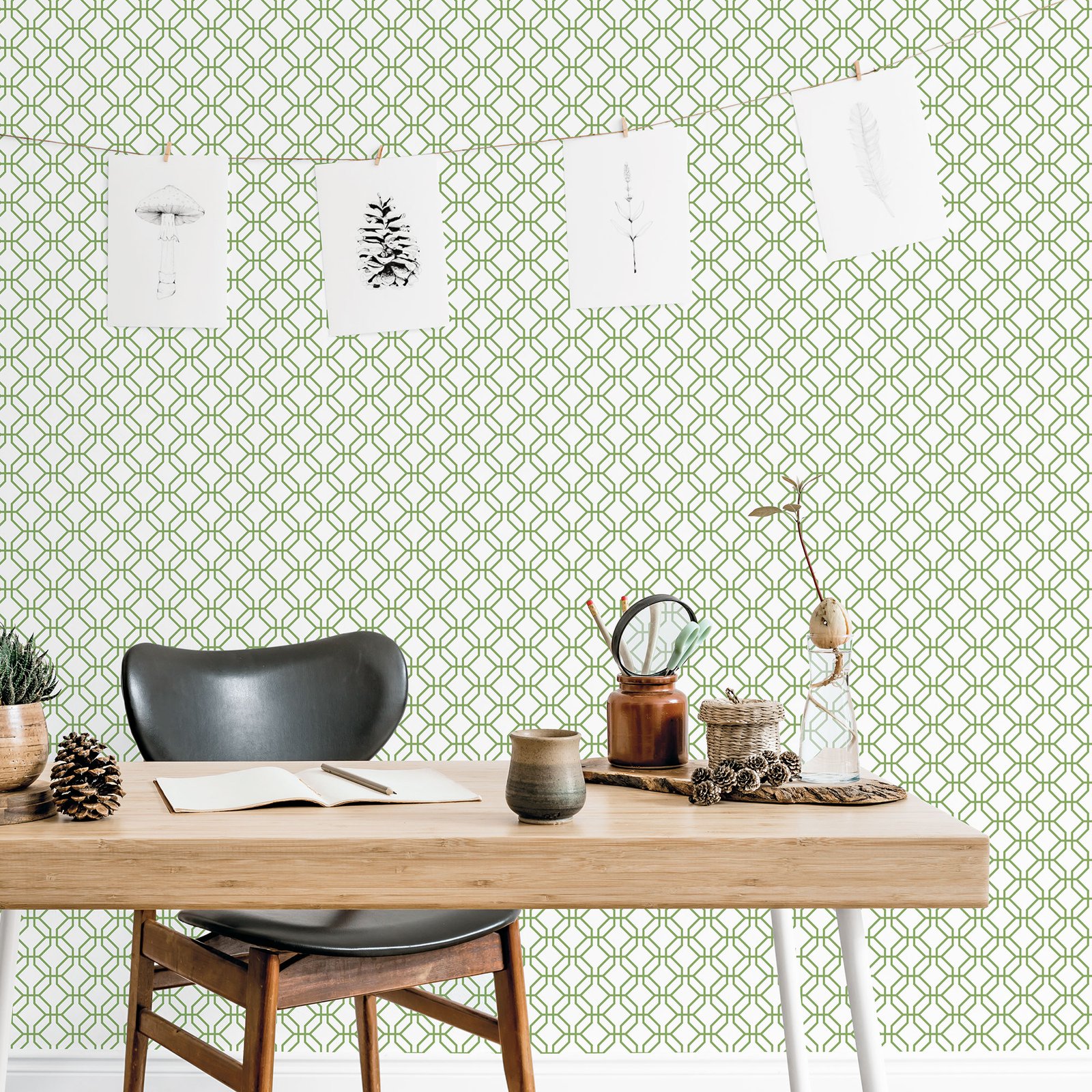 Galerie Secret Garden Trellis Positive Green Wallpaper G78528 in the ...