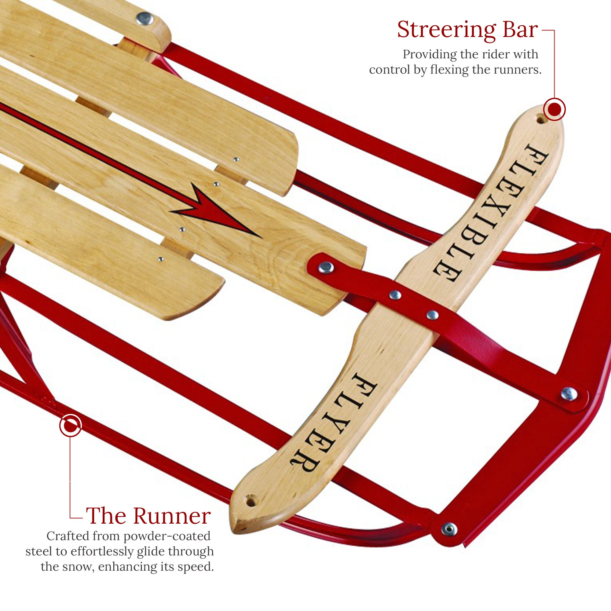 FLEXIBLE FLYER 54-in x 20.5-in Red Snow Sled in the Winter Sports ...