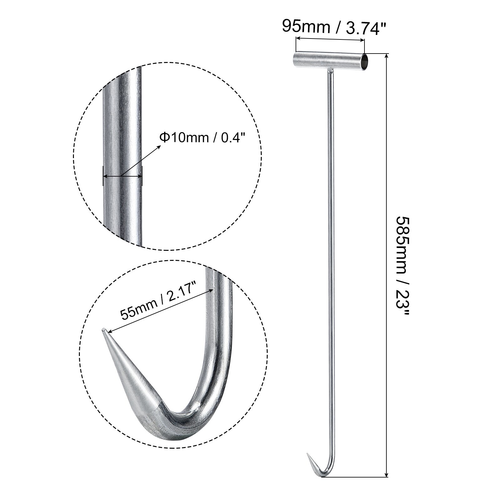 Unique Bargains 23 inch T-Handle Meat Boning Hook Galvanized T Hooks ...
