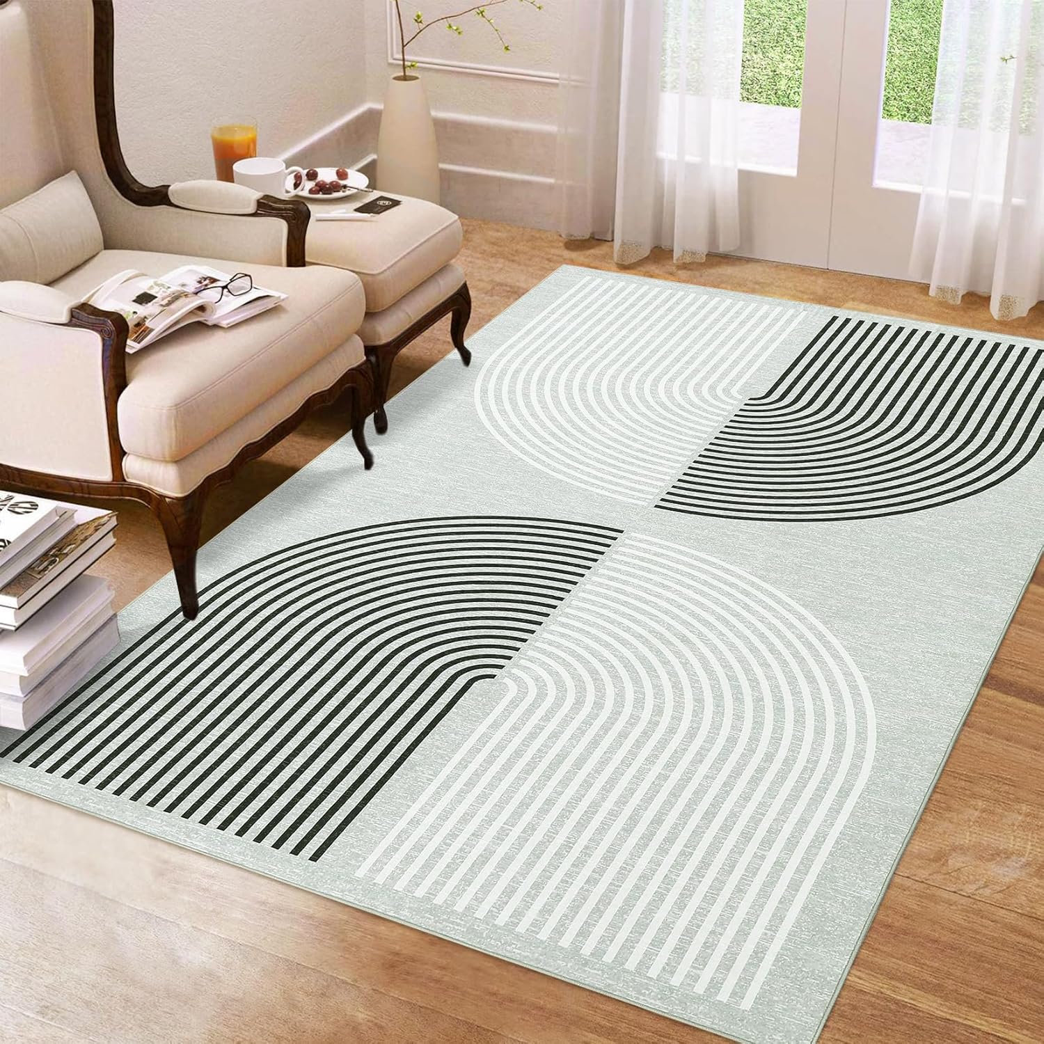 Garvee 9x 12 Modern Abstract Washable Area Rug Non Slip Low Pile ...