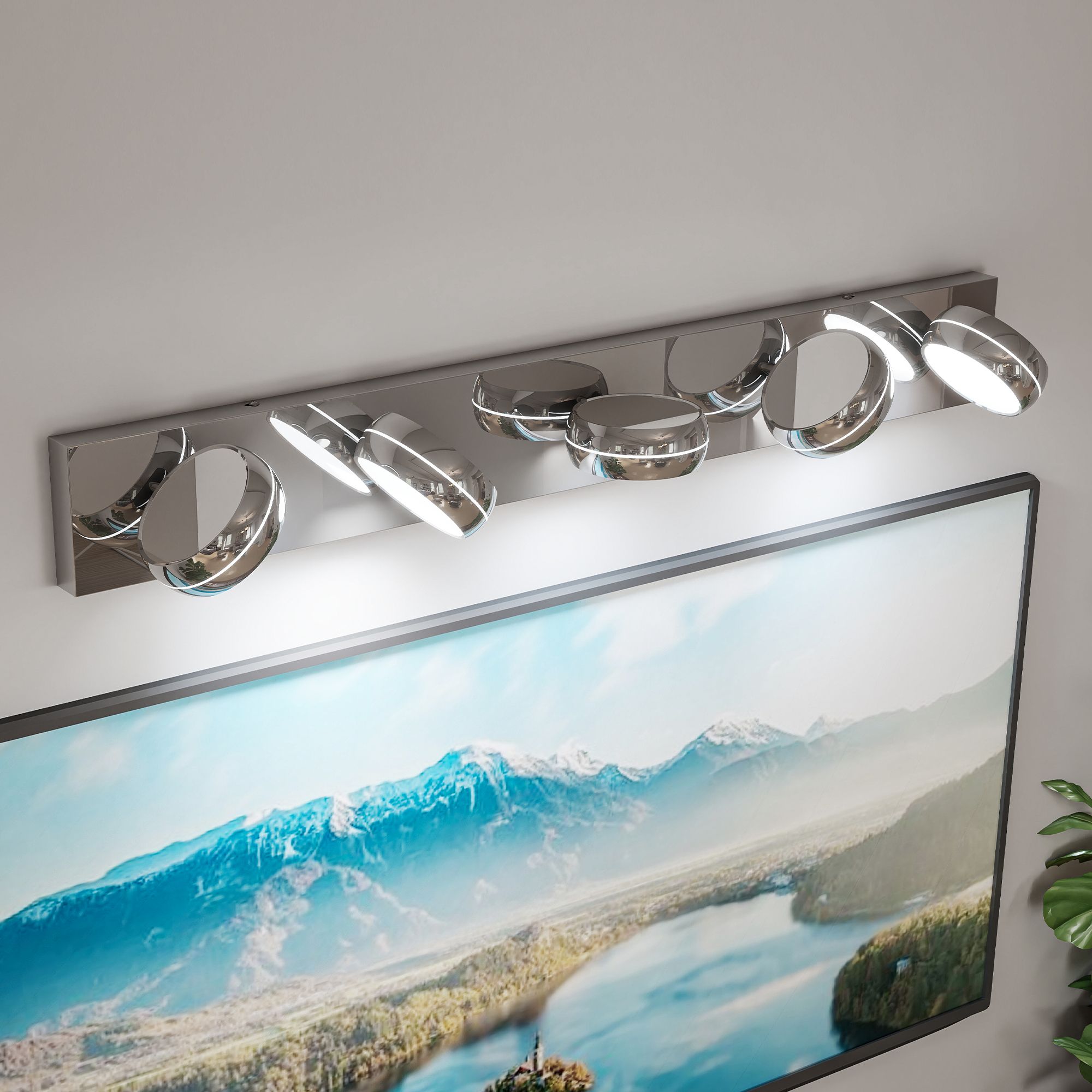 HomLux 20 Inch Chrome LED Vanity Light Fixture 5 Light Modern Bathroom ...
