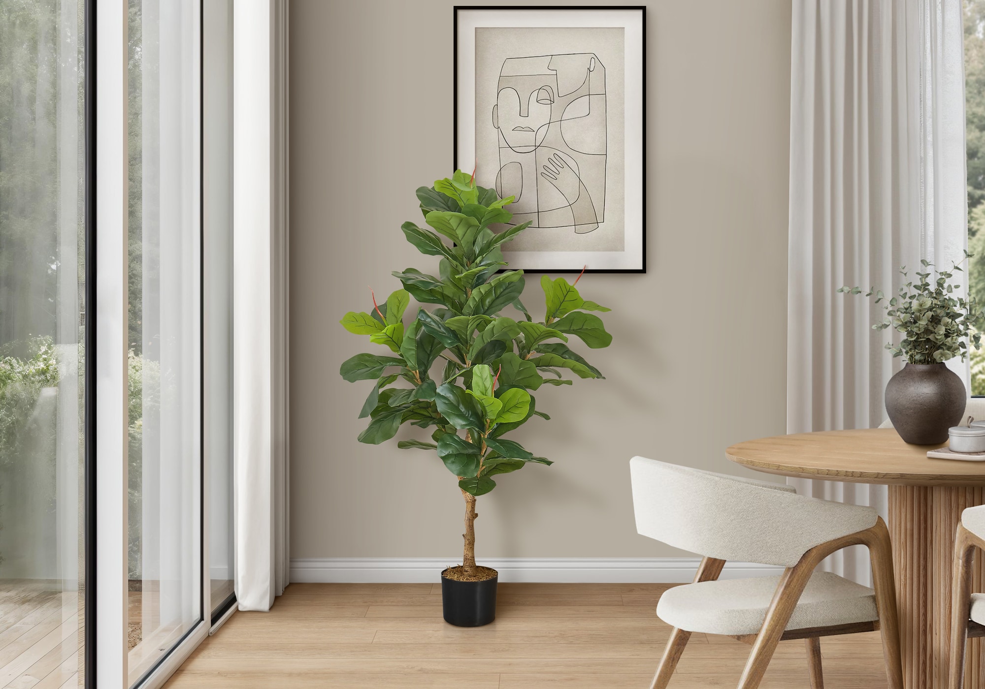 Huluwat Artificial Plant 47inches Tall Fiddle Tree Indoor Faux Fake ...