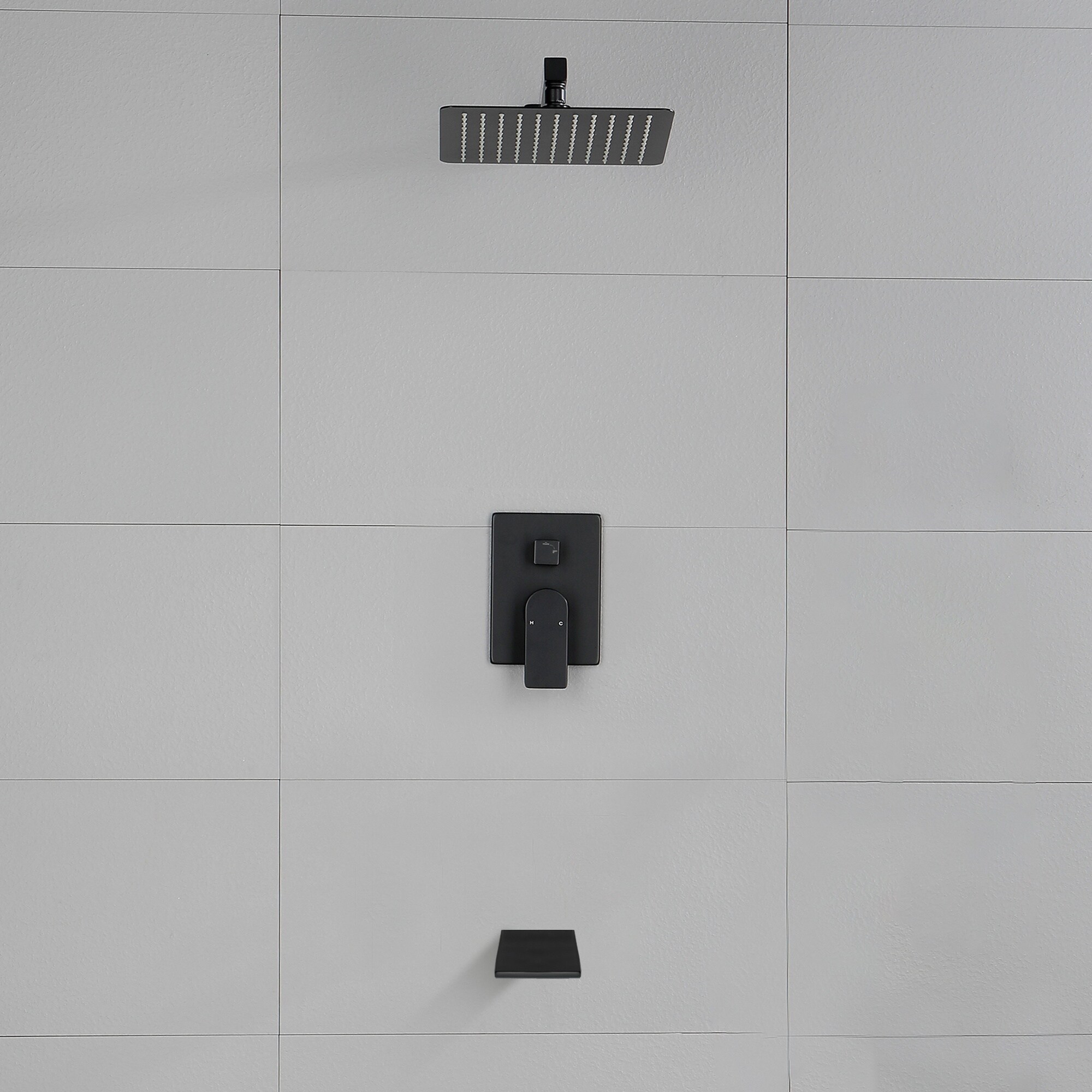 Boyel Living Matte Black 10-Inch Rain Shower System Brass SUS304 2 ...