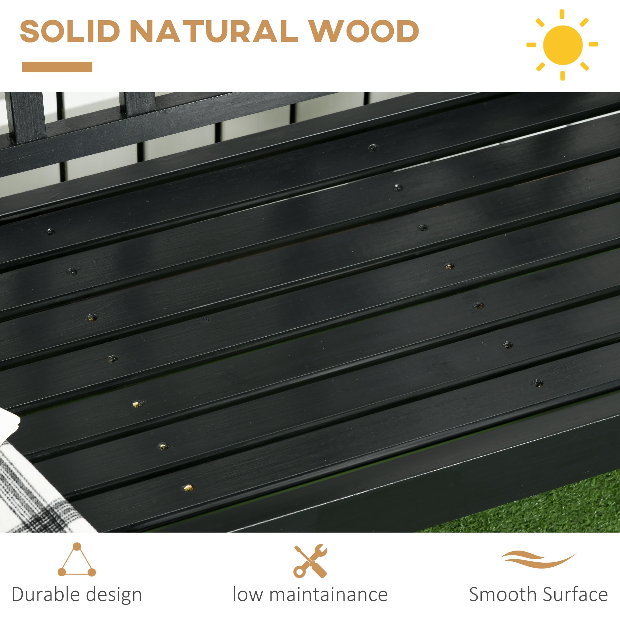 Kahomvis 61.5-in W x 33-in H Black Garden Bench in the Patio Benches ...