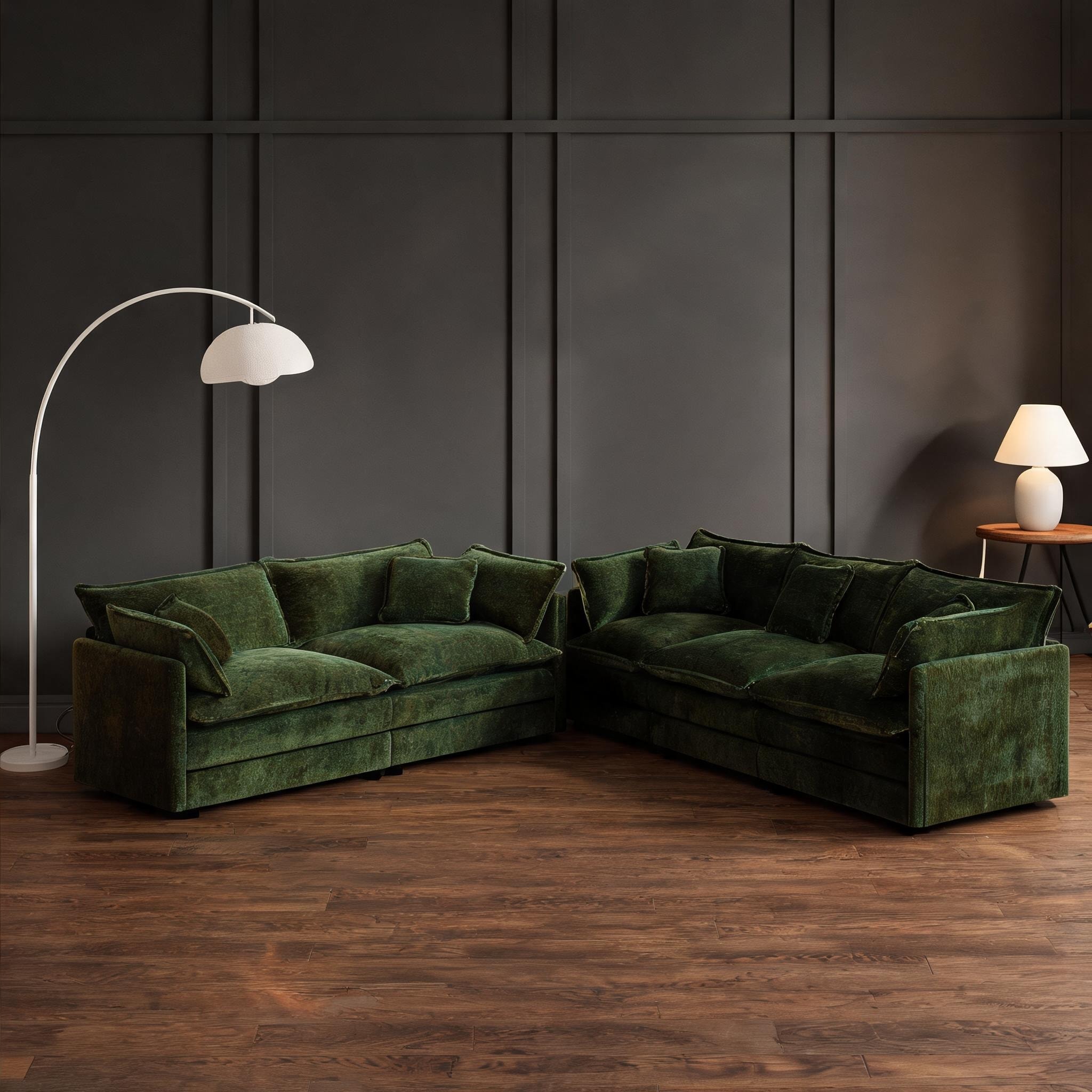 Naturefalls 2-Piece 2+3 Seater Chenille Deep Seat Modern Sofa Set ...