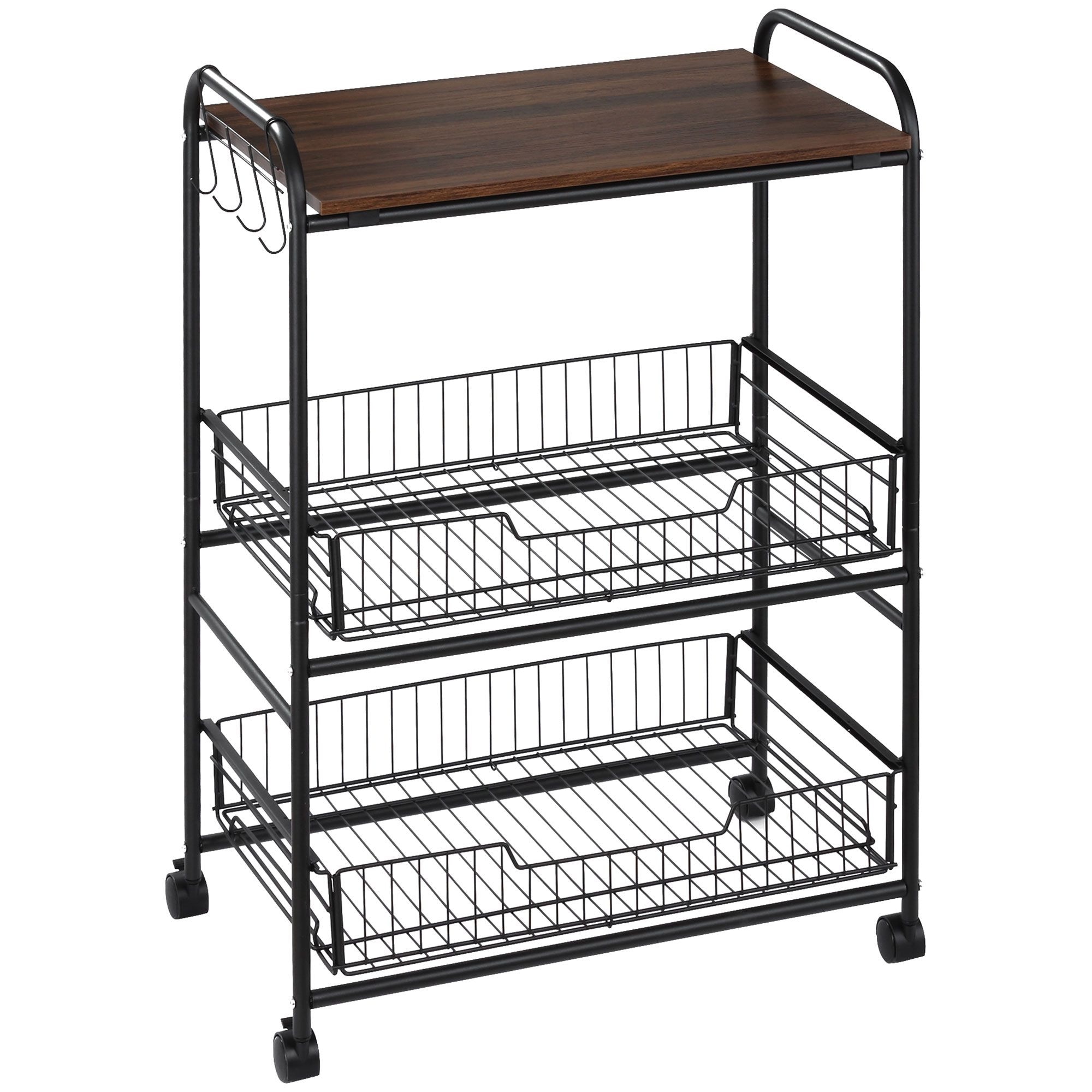 SPACELEAD 3-Tier Mobile Utility Cart with Basket Drawers and Locking ...