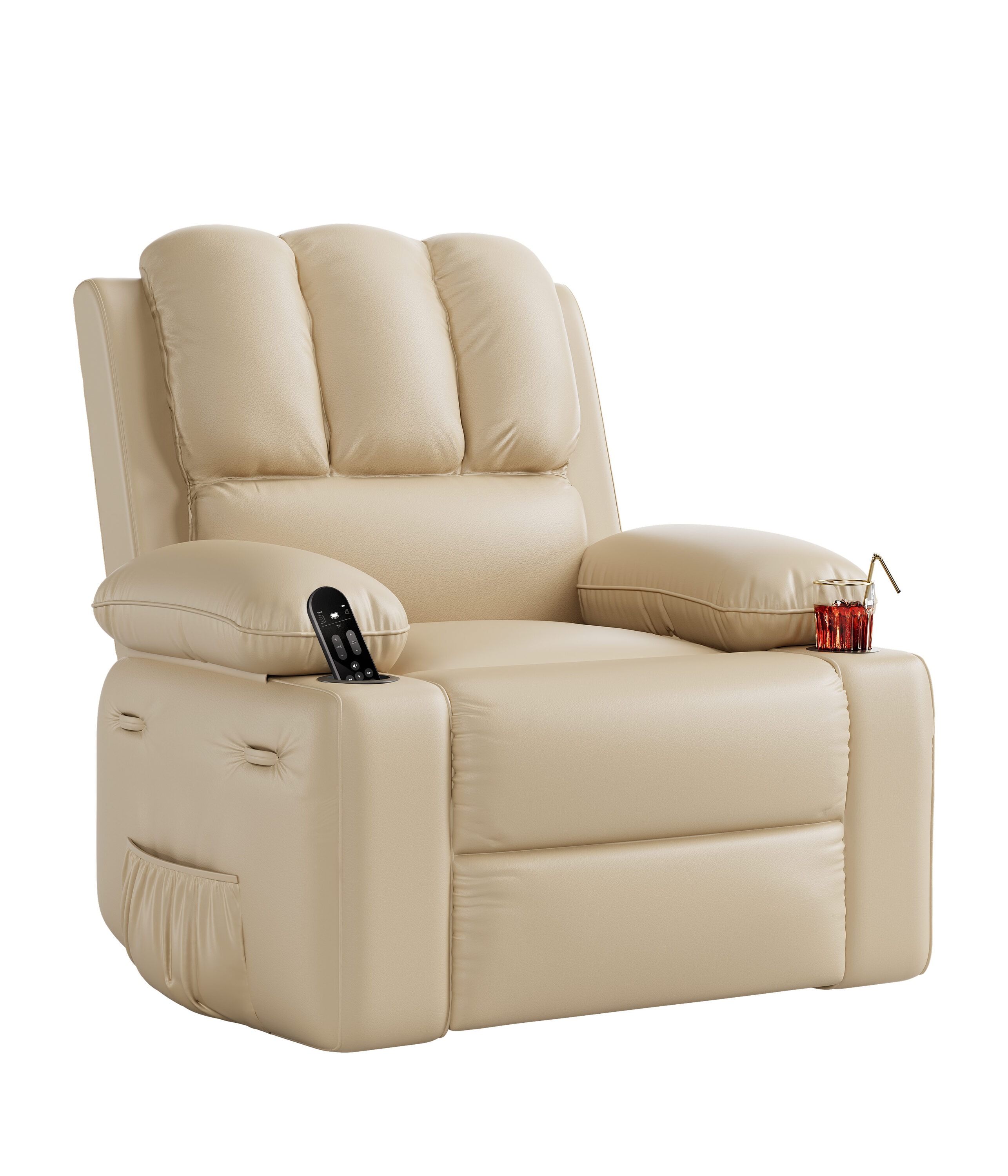 GarveeLife Oversized Manual Recliner Chair PU Leather Comfy Armchair ...