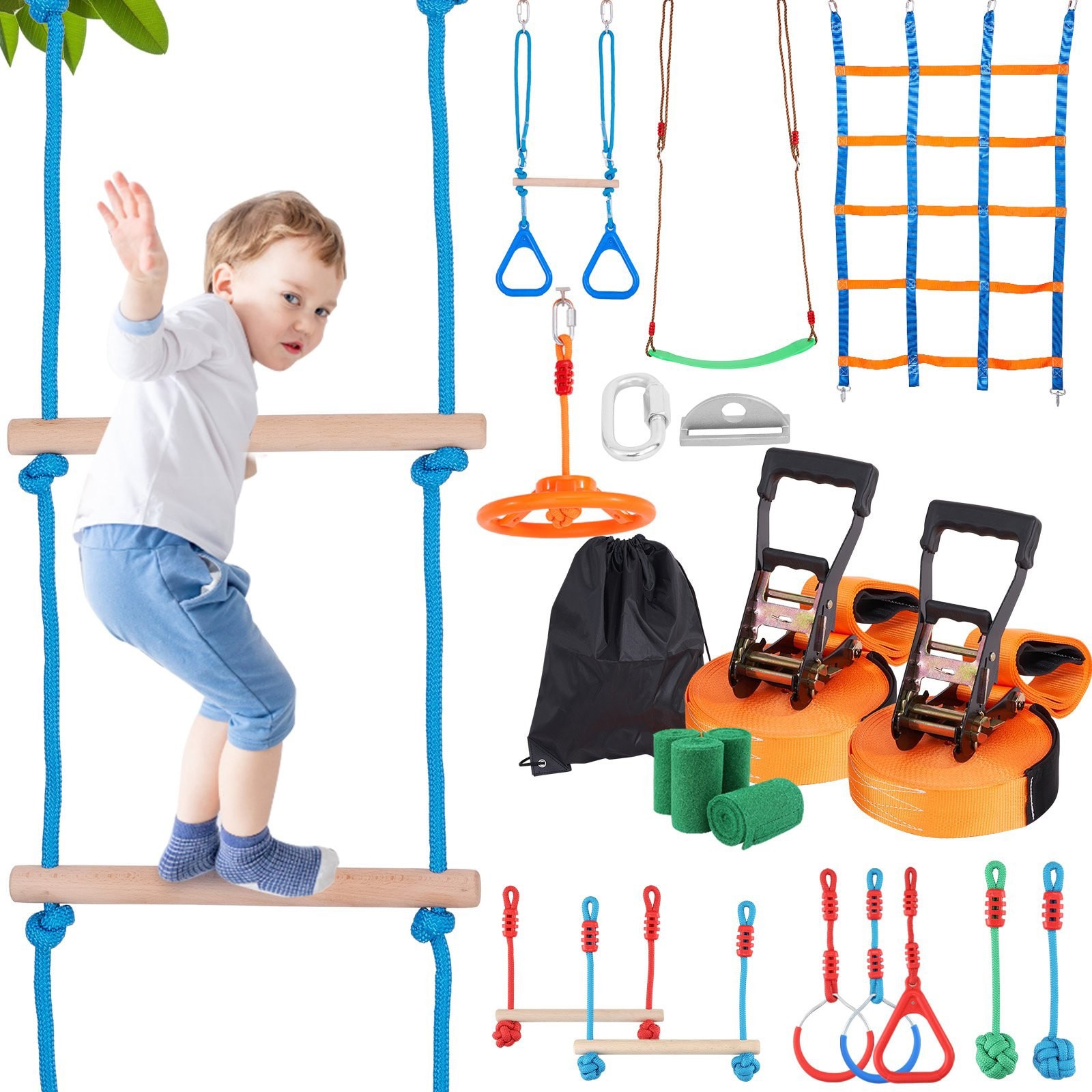 SUGIFT Kids Ninja Obstacle Course Kit with 2 50 ft Weatherproof ...