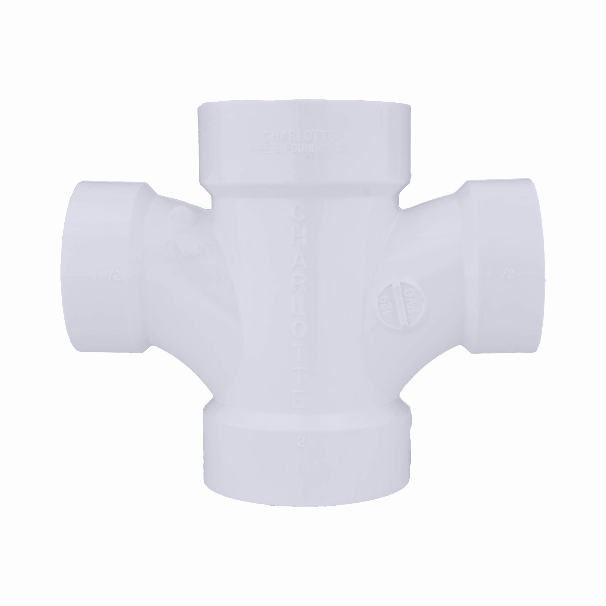 Charlotte Pipe 2 x 2 x 1-1/2 x 1-1/2 DWV Double Sanitary Tee Reducer 20 ...