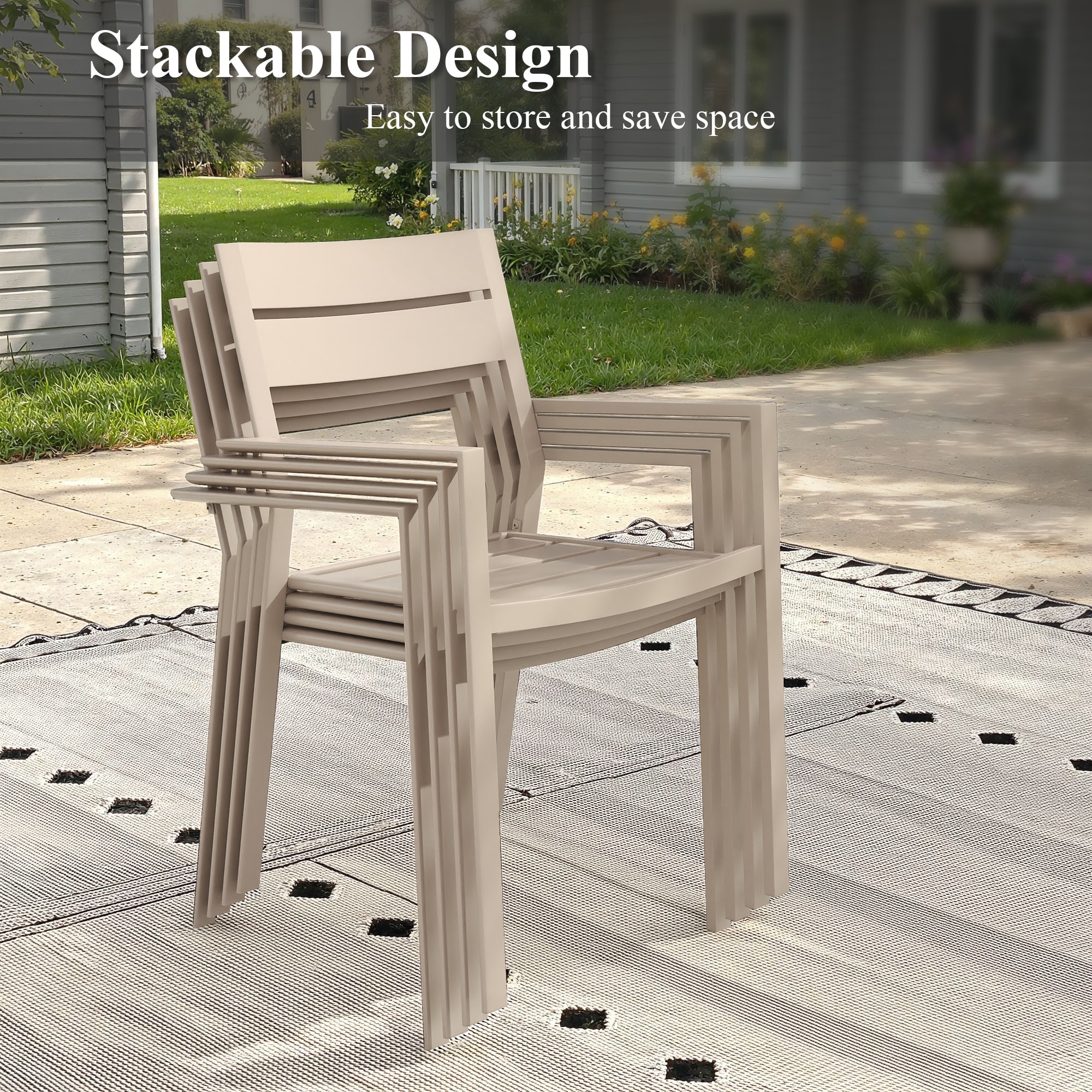 VICLLAX Round Outdoor Table and Chairs 9 -Piece Black Patio Dining Set ...