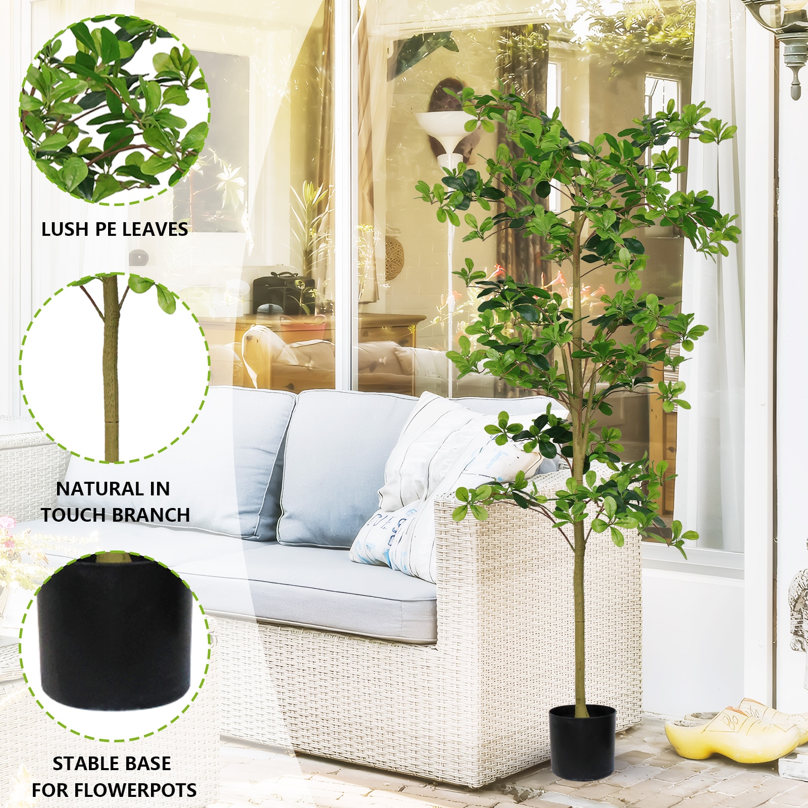 GDFStudio 6FT Tall Artificial Tree Fake Polyscias Fruticosa Plant for ...