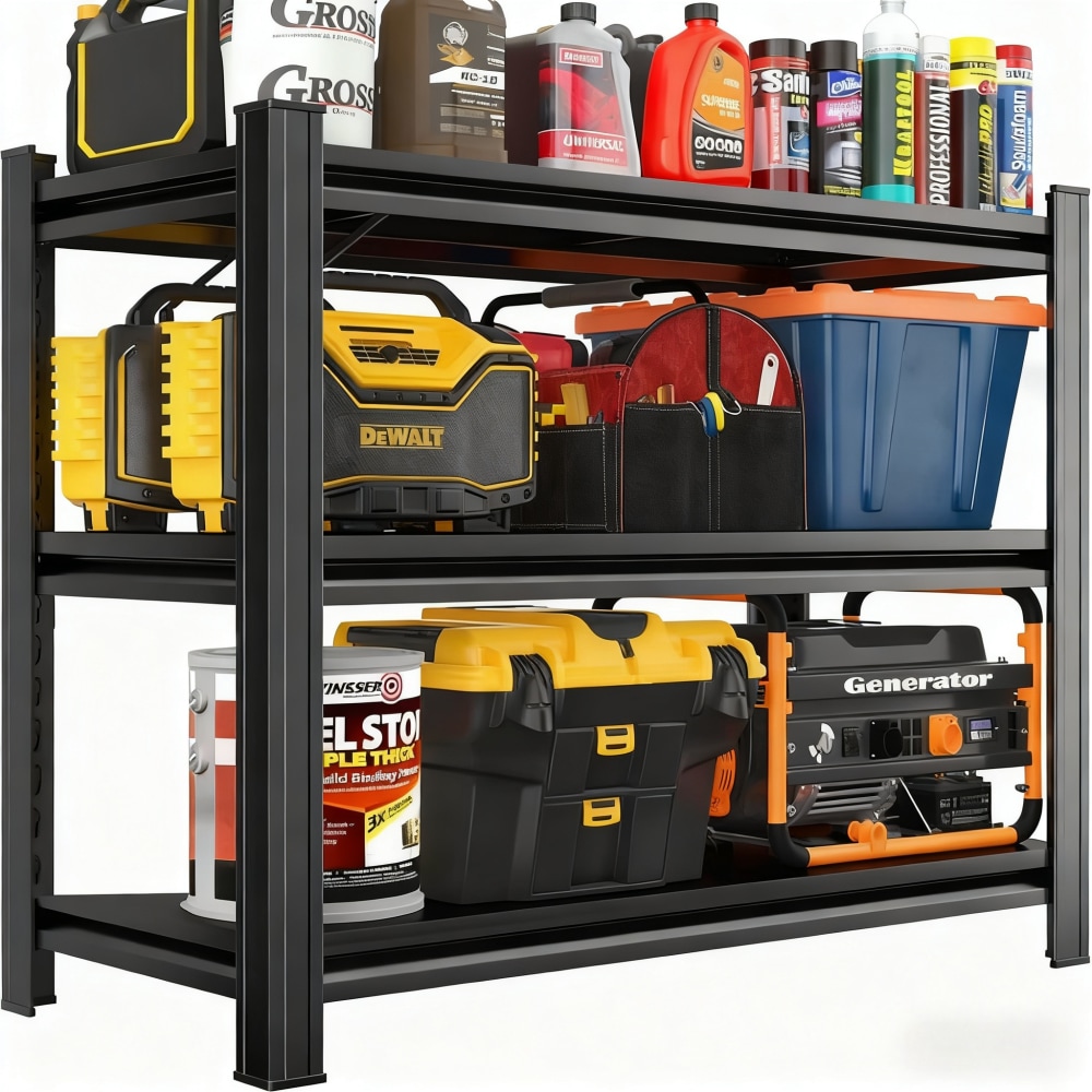 REIBII 3-Tier Heavy Duty Metal Storage Shelf 1200 lbs Capacity ...
