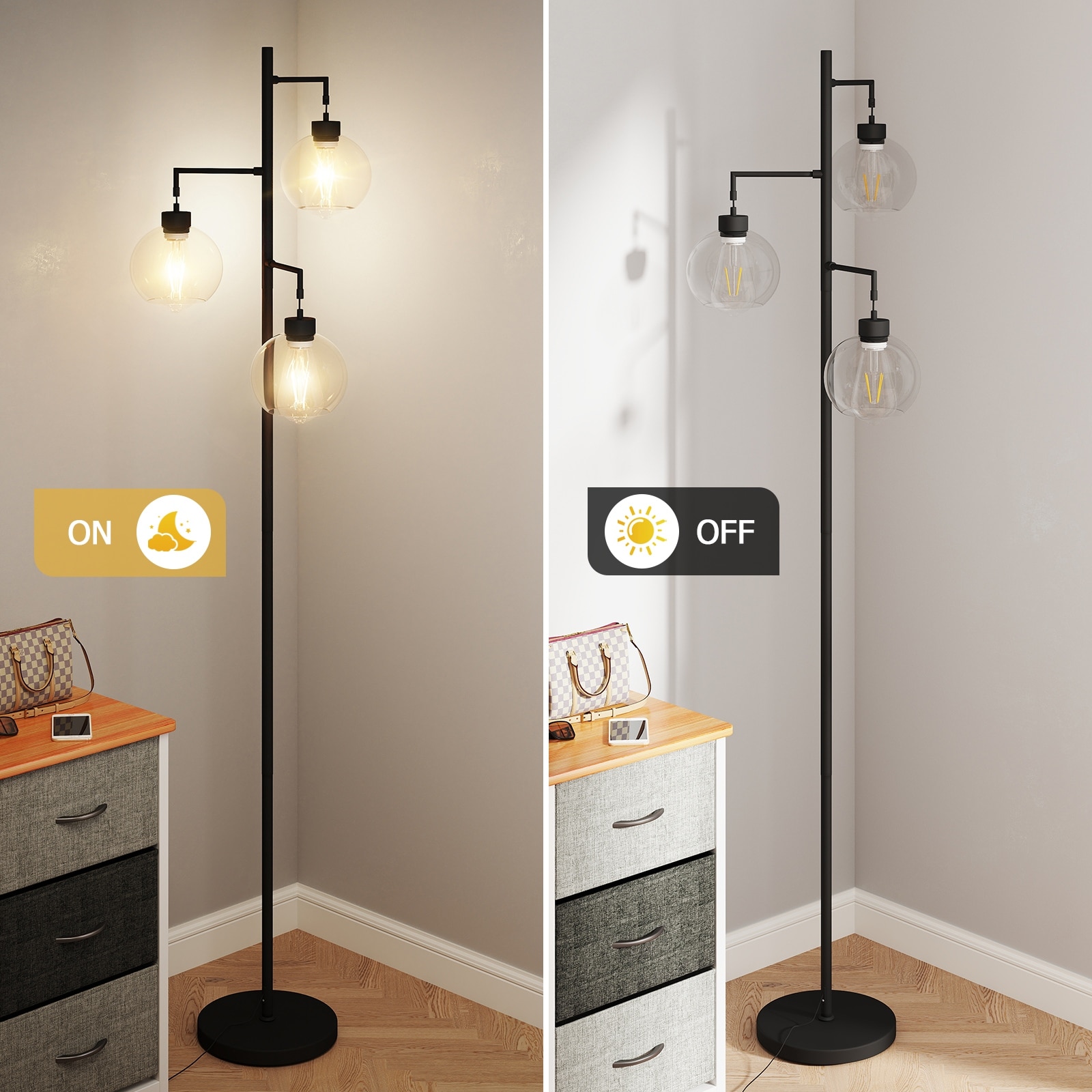 Dexmalle 67IN Tree-Shaped Living Room Floor Lamp with 3 Lights at Lowes.com