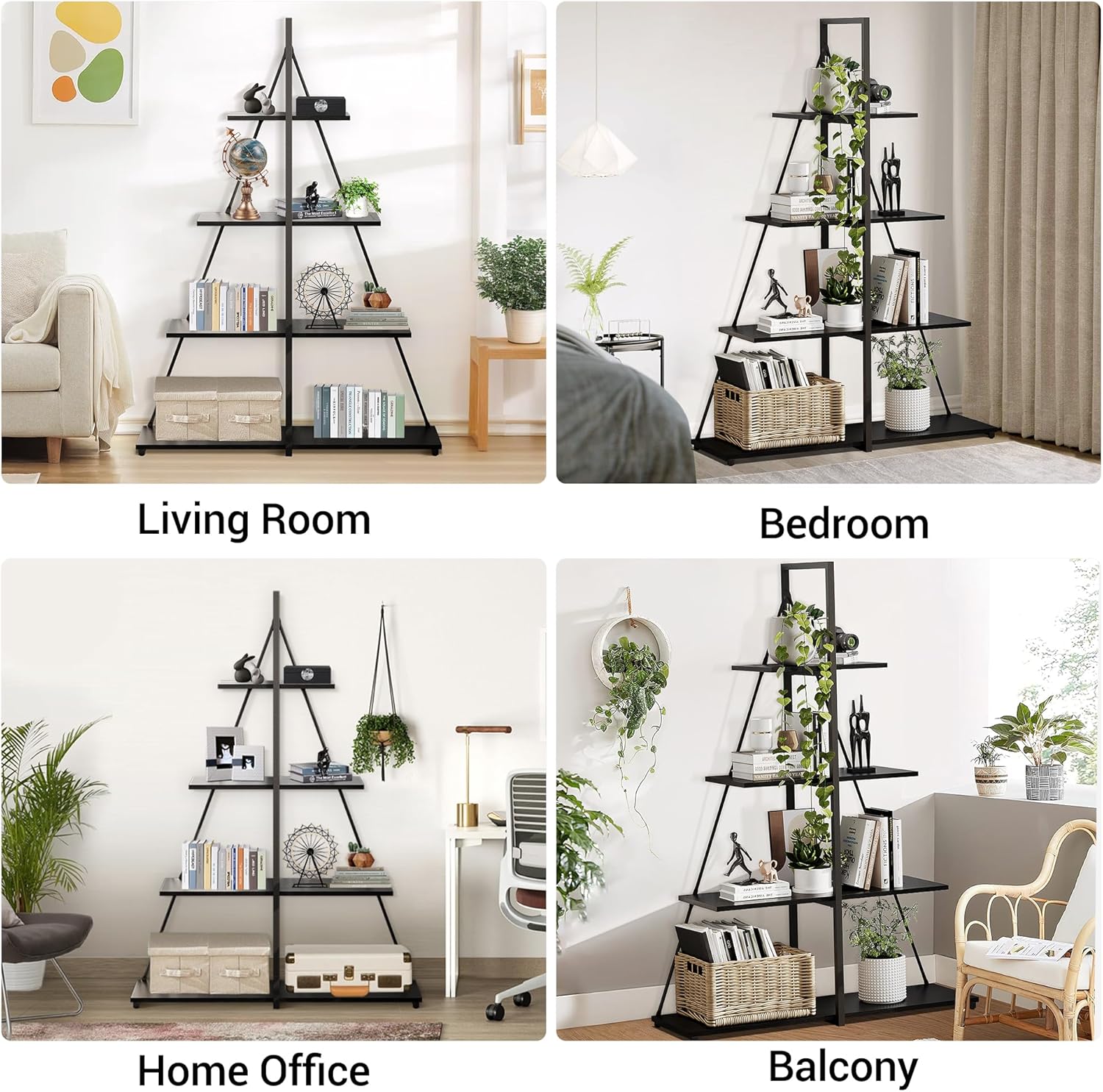 Garvee Book Shelf 4 Tier Ladder Bookcase AShaped Ladder Shelf Display ...