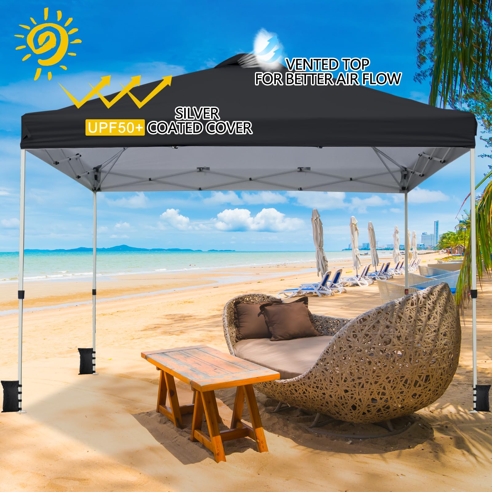 VINGLI 10 x 10FT Pop Up Canopy Tent with Carry Bag and Sandbags for ...