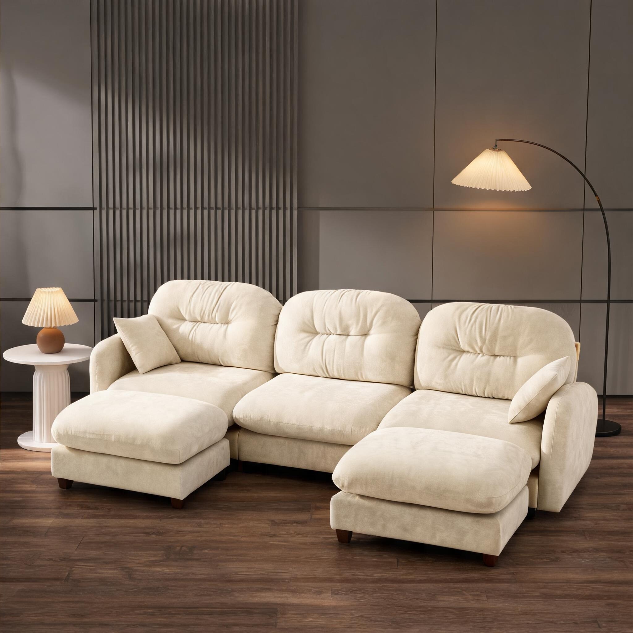 Naturefalls Modular U-Shaped Sectional with Ottoman in Beige-Toned ...
