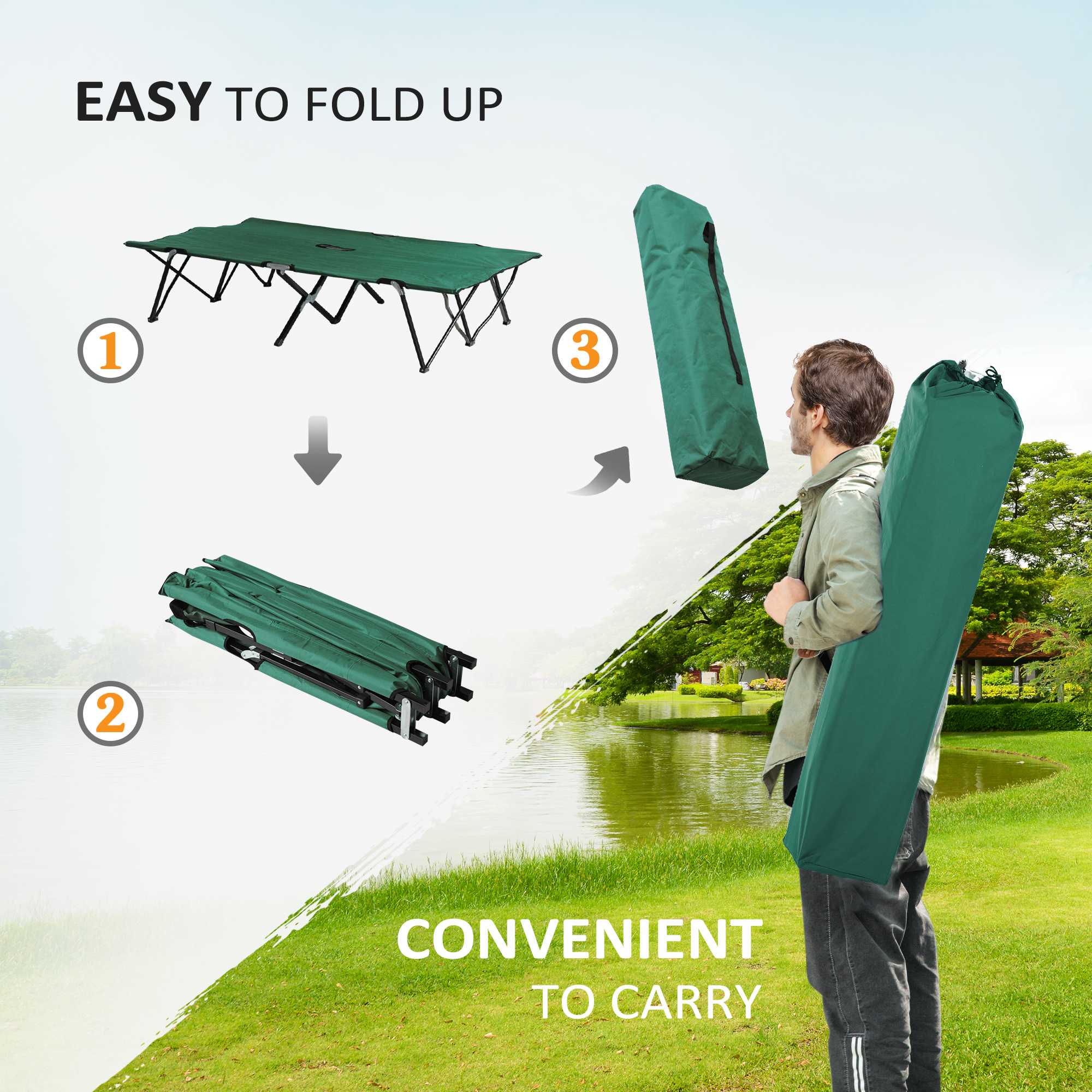 CIPACHO 2 Person Folding Camping Cot for Adults 50 Extra Wide Outdoor ...