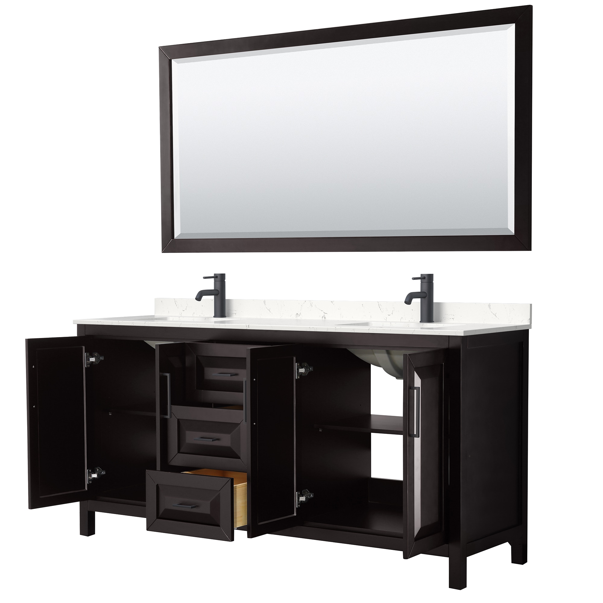 Wyndham Collection Daria 72-in Dark Espresso with Matte Black Trim ...